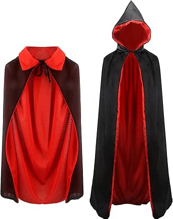 Amazon.com: 2 Pack Adult Reversible Cloak Vampire Costume Hooded Red ...