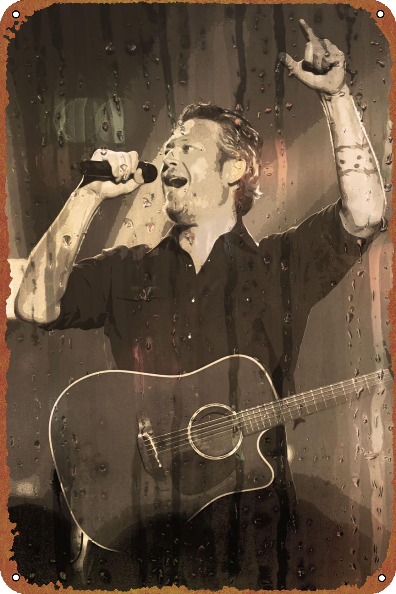 Amazon.com : Blake Shelton Music Poster 8 x 12 Inches - Vintage Metal ...