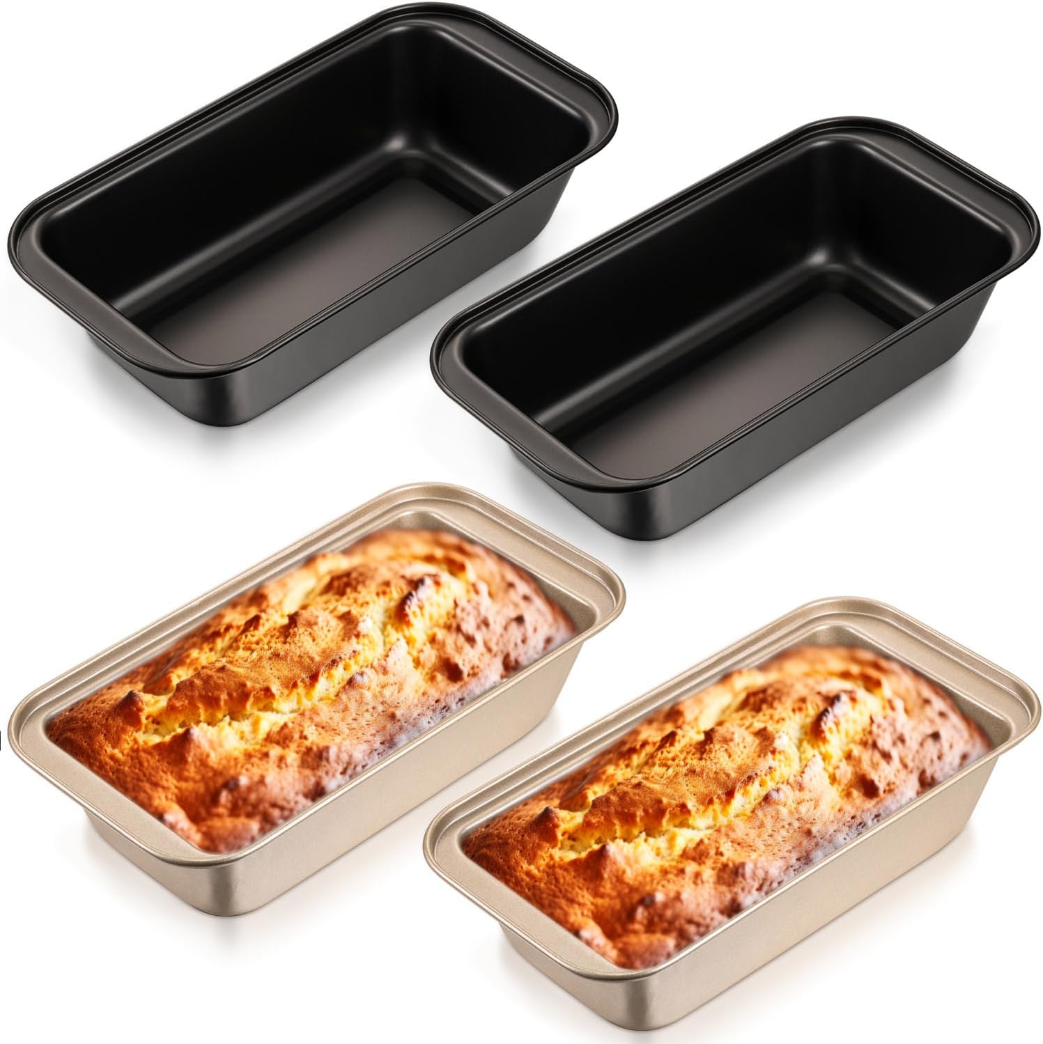 Amazon.com: Patelai 4 Pieces Bread Pan Loaf Pan for Baking Bread 8.5 x ...