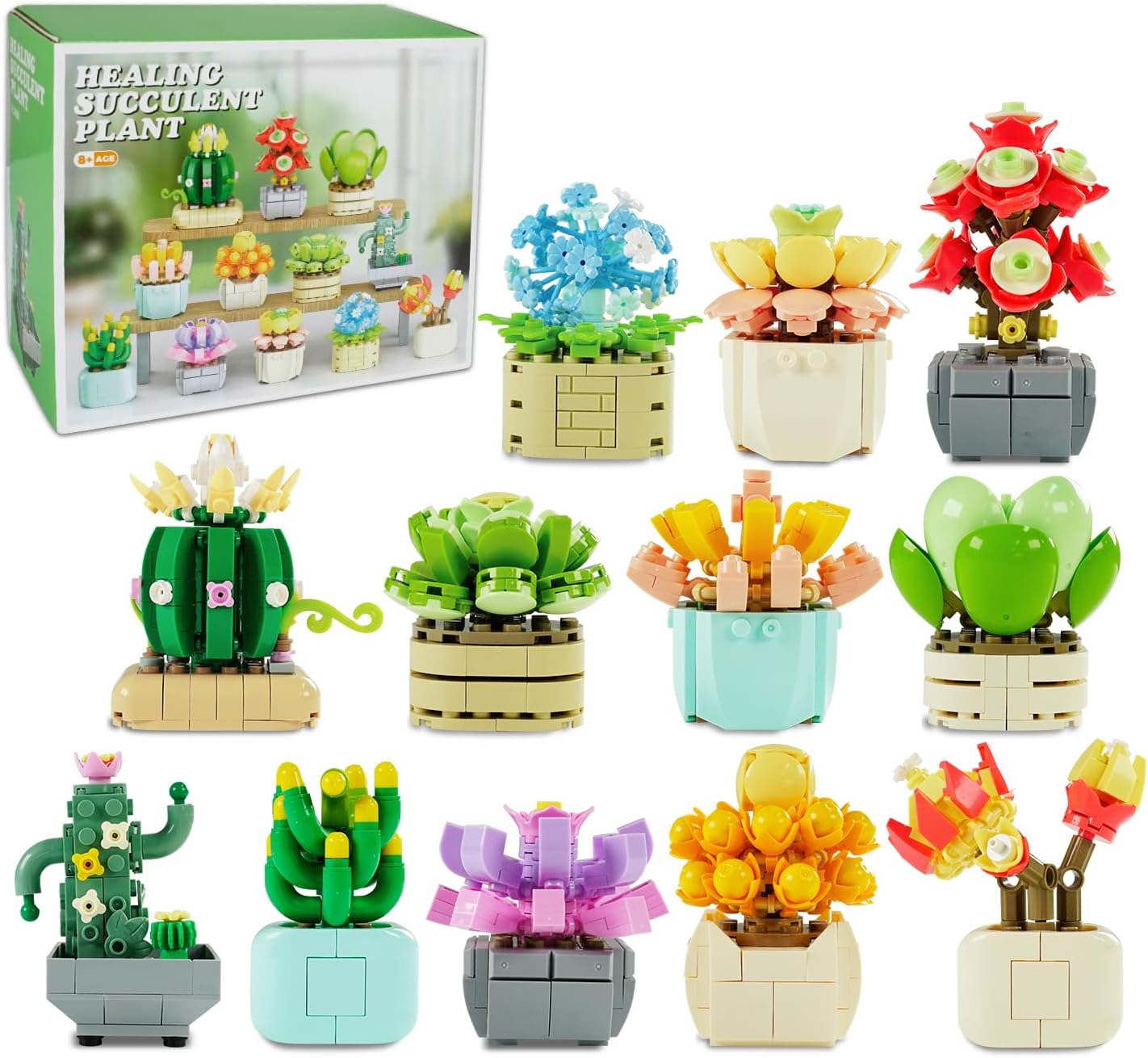 Faittoo Succulents Bonsai Building Sets, Creative DIY Flowers Bonsai ...