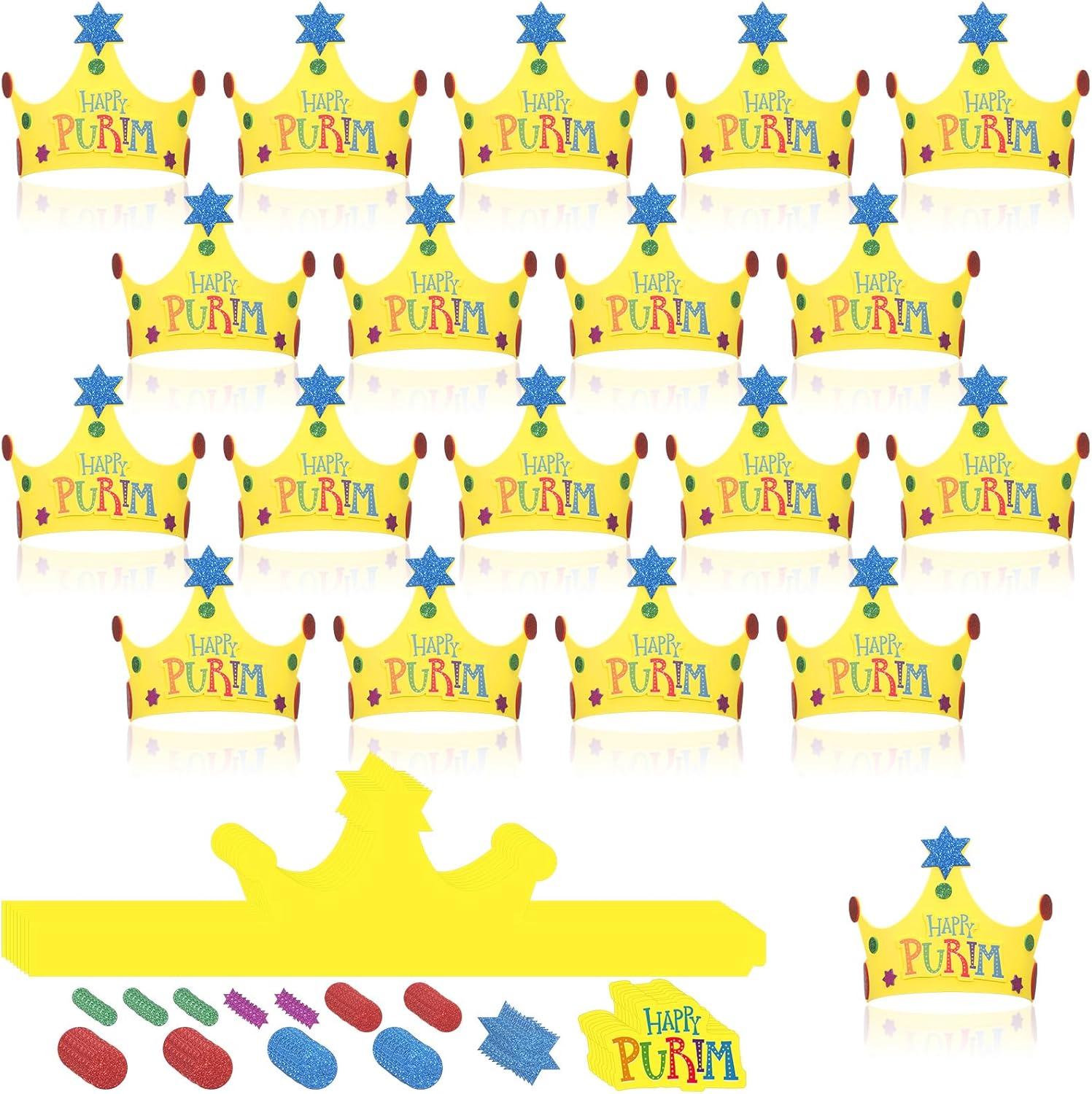 Amazon.com: RoundFunny 24 Sets Purim Crown Purim Craft Kit with Sticker ...