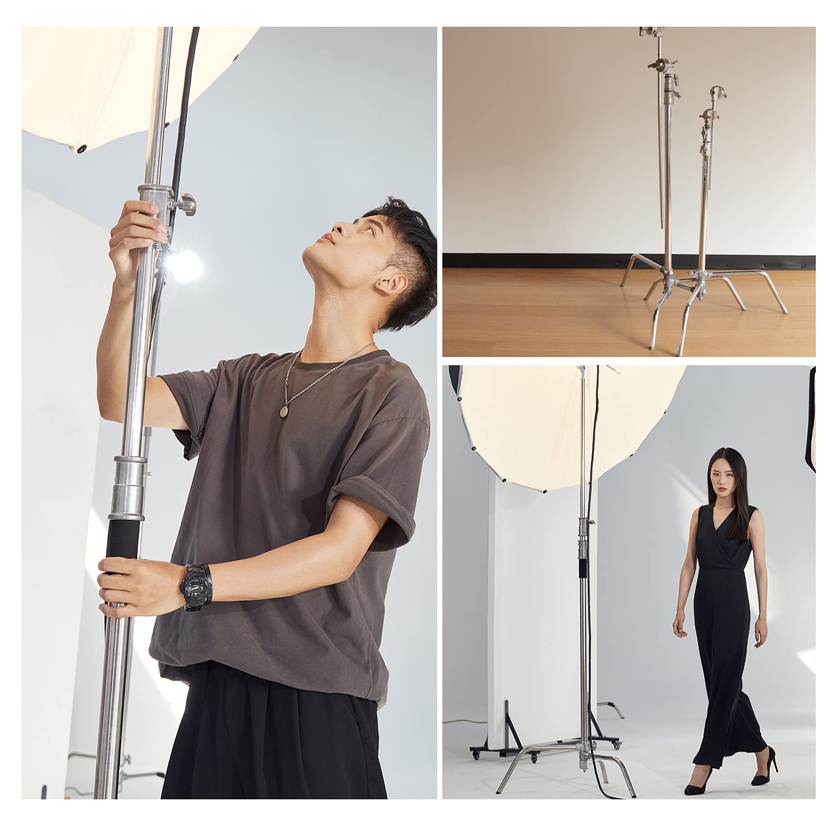 Soonpho 100% Stainless Steel Heavy Duty Light Stand with Wheels ...