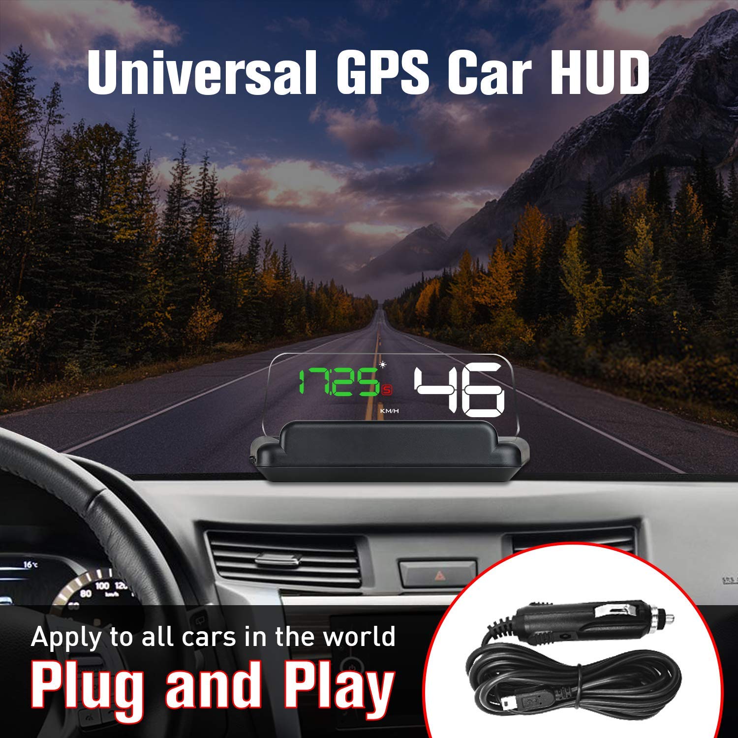 Fatigue Reminder BYYOUIV Head-Up Display HUD - GPS Speedometer With ...