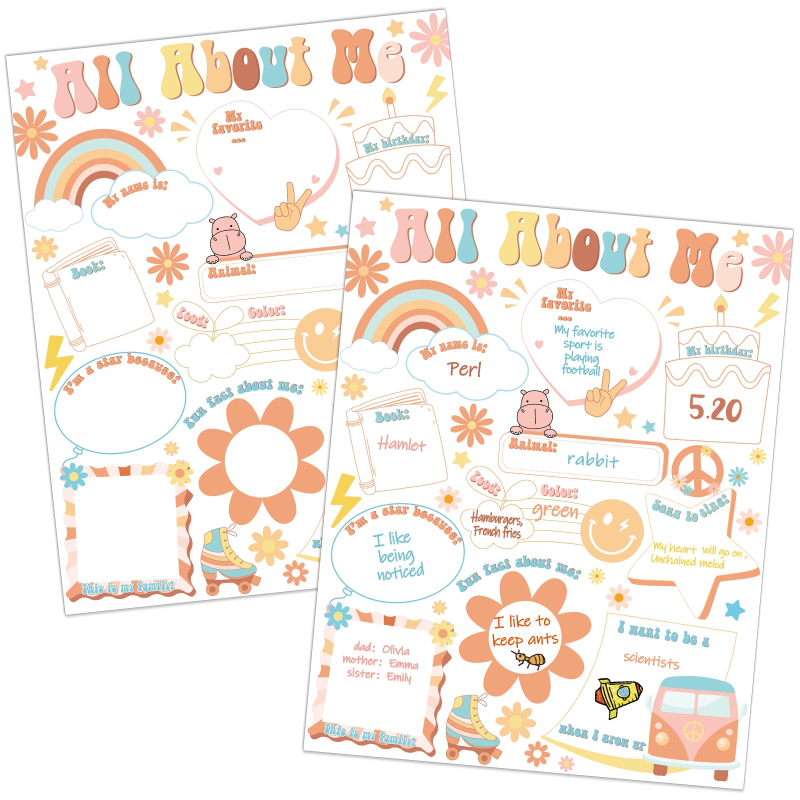 Amazon.com: Chunnin 40Pcs Groovy Read All About Me Posters For ...