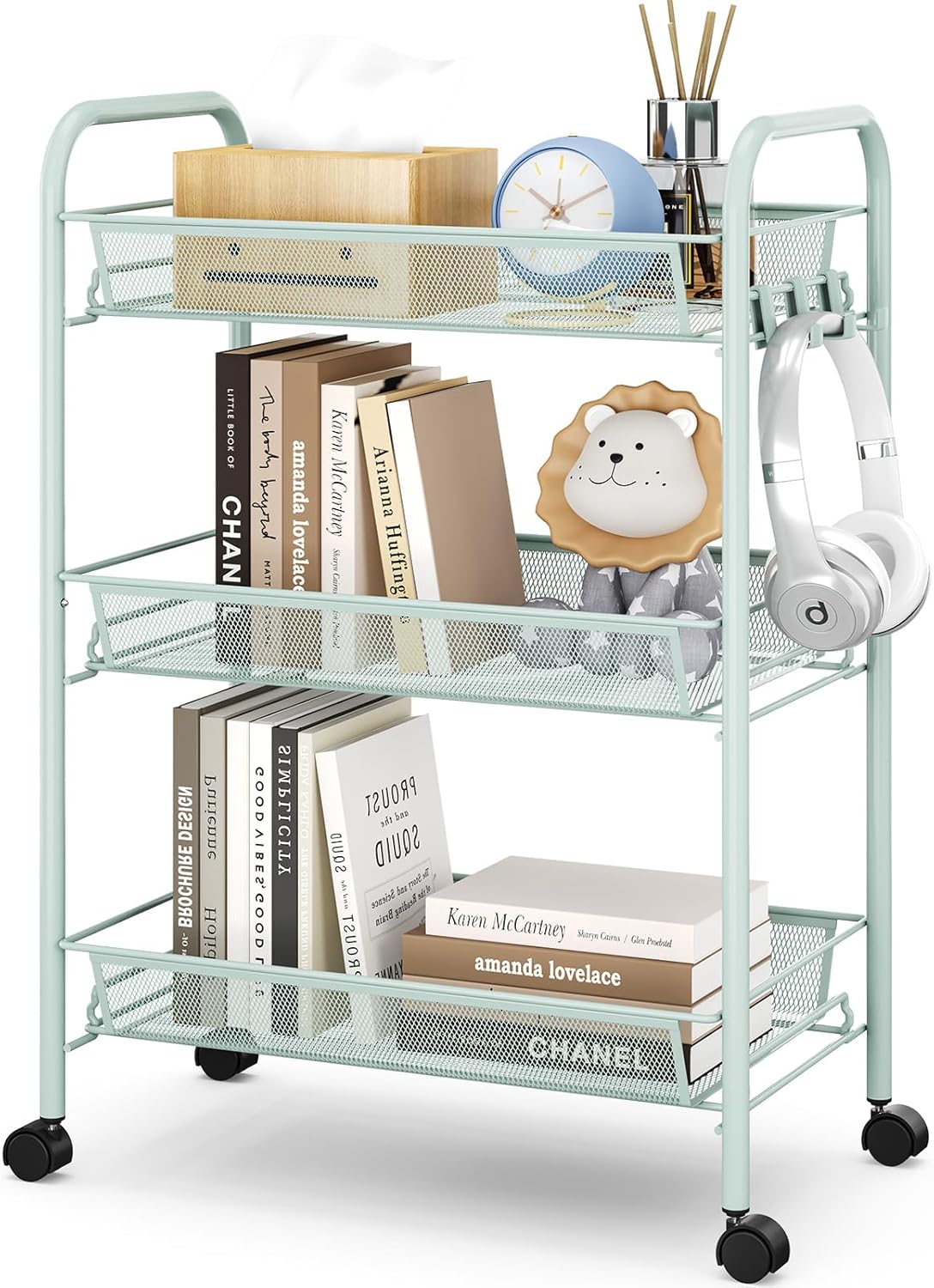 Amazon.com: TOOLF 3-Tier Metal Rolling Cart, Mesh Wire Easy Assemble ...