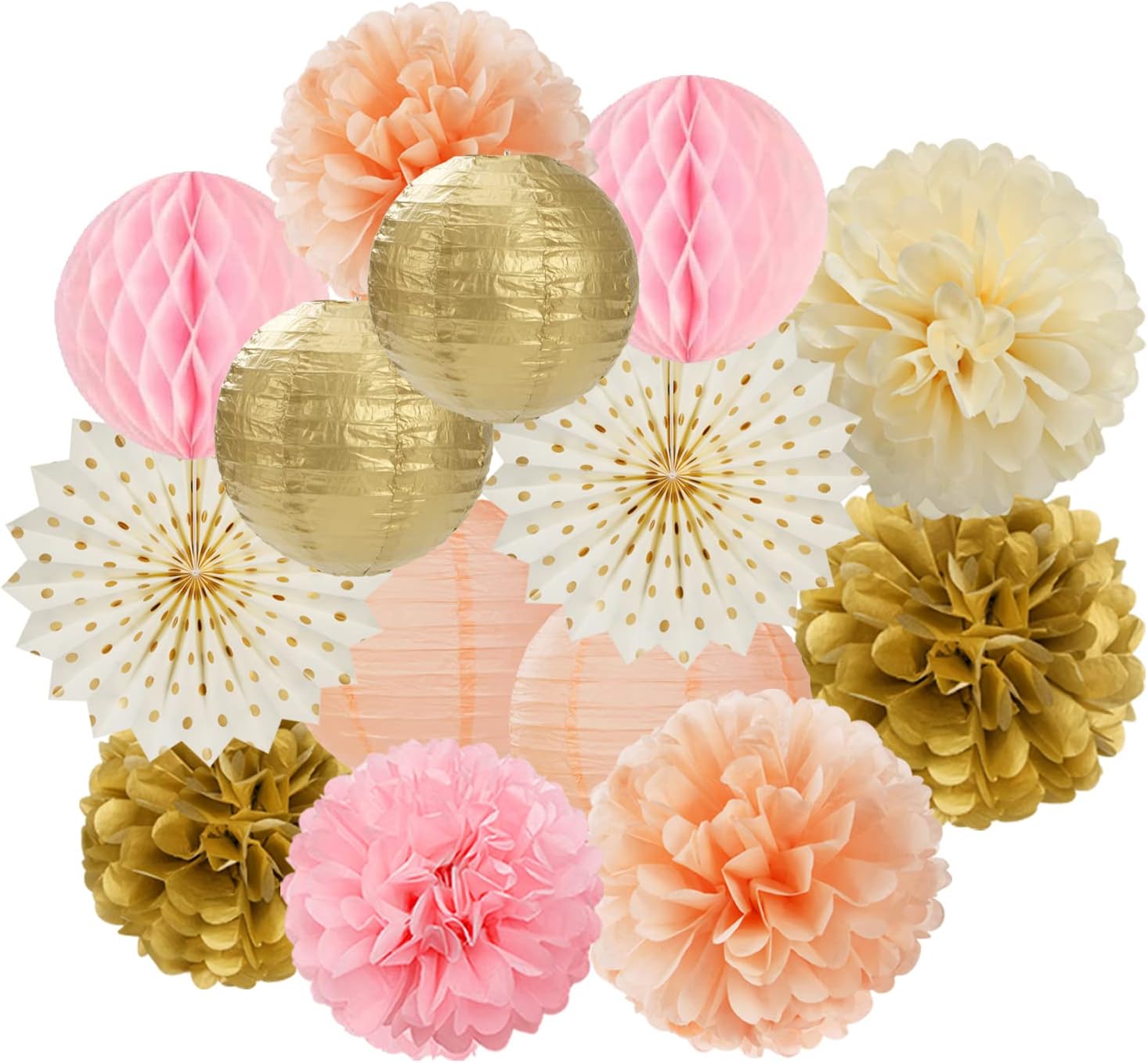 Amazon.com: Pink Peach Gold Party Decorations - 14pcs Bridal Baby ...