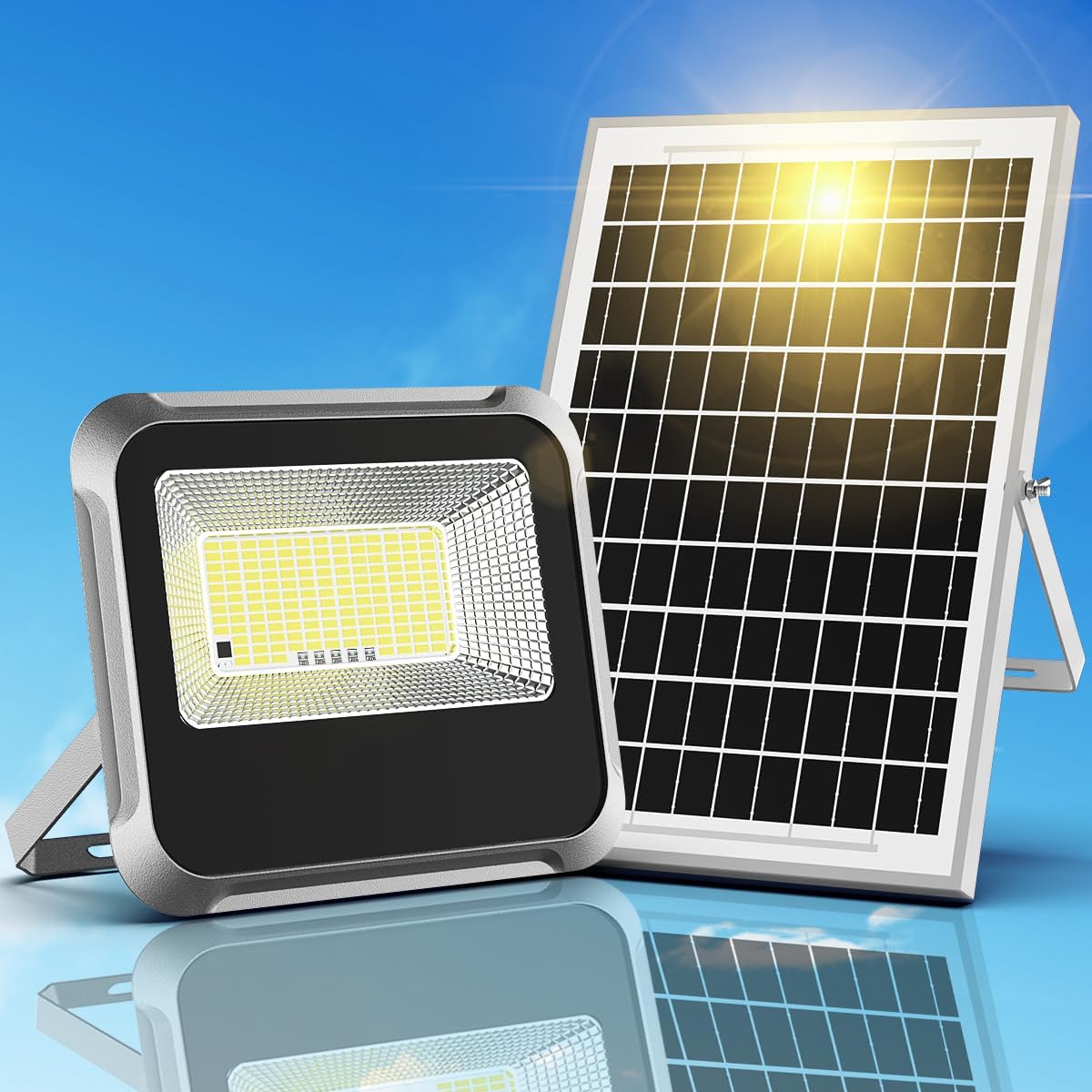 Engrepo Solar Light Outdoor, 10000mAh Luces Solares Solar Powered ...