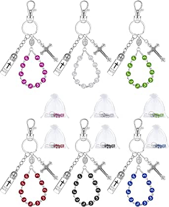 Amazon.com: Blushtier 6 Set Holy Water Keychain Gift Bulk with Rosary ...