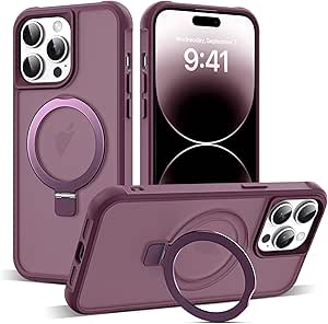 Amazon.com: SKYLMW Compatible with iPhone 14 Pro Max Case with Invisible Magnetic O-Ring Stand ...