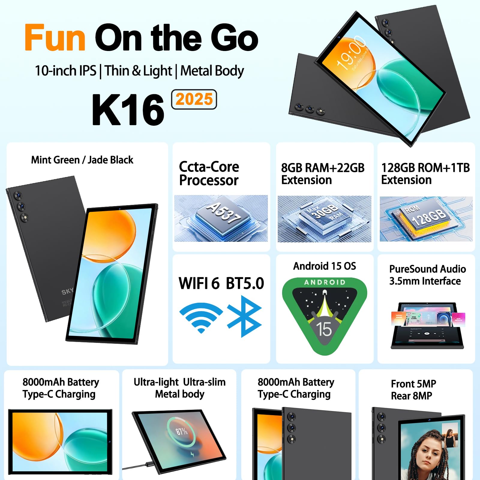 Snapklik.com : SKYEGG 2026 Android 15 Tablet 10.1 Inch Tablets, 30GB ...
