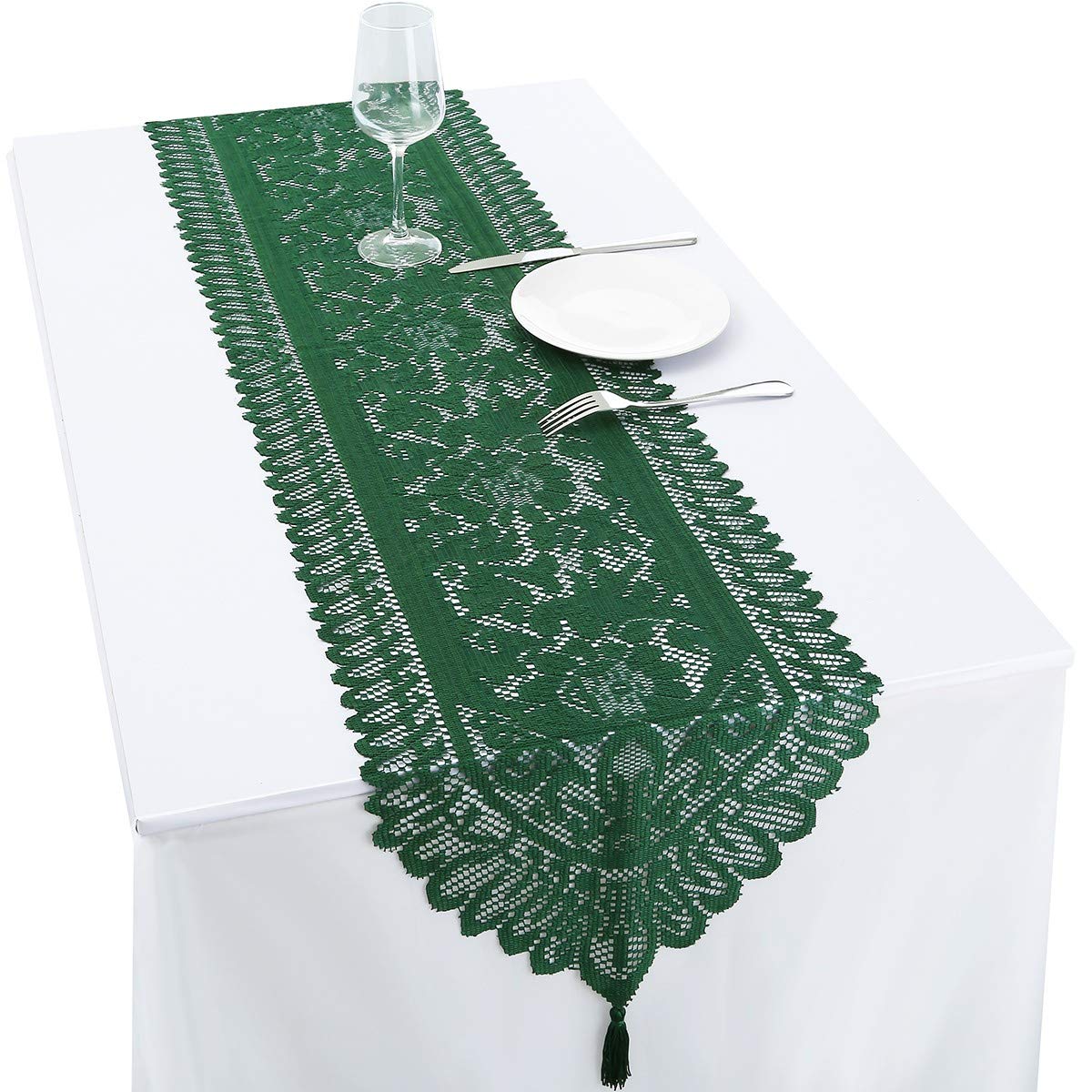Amazon.com: Rockcloud Lace Table Cloth Runner for Wedding Banquet ...