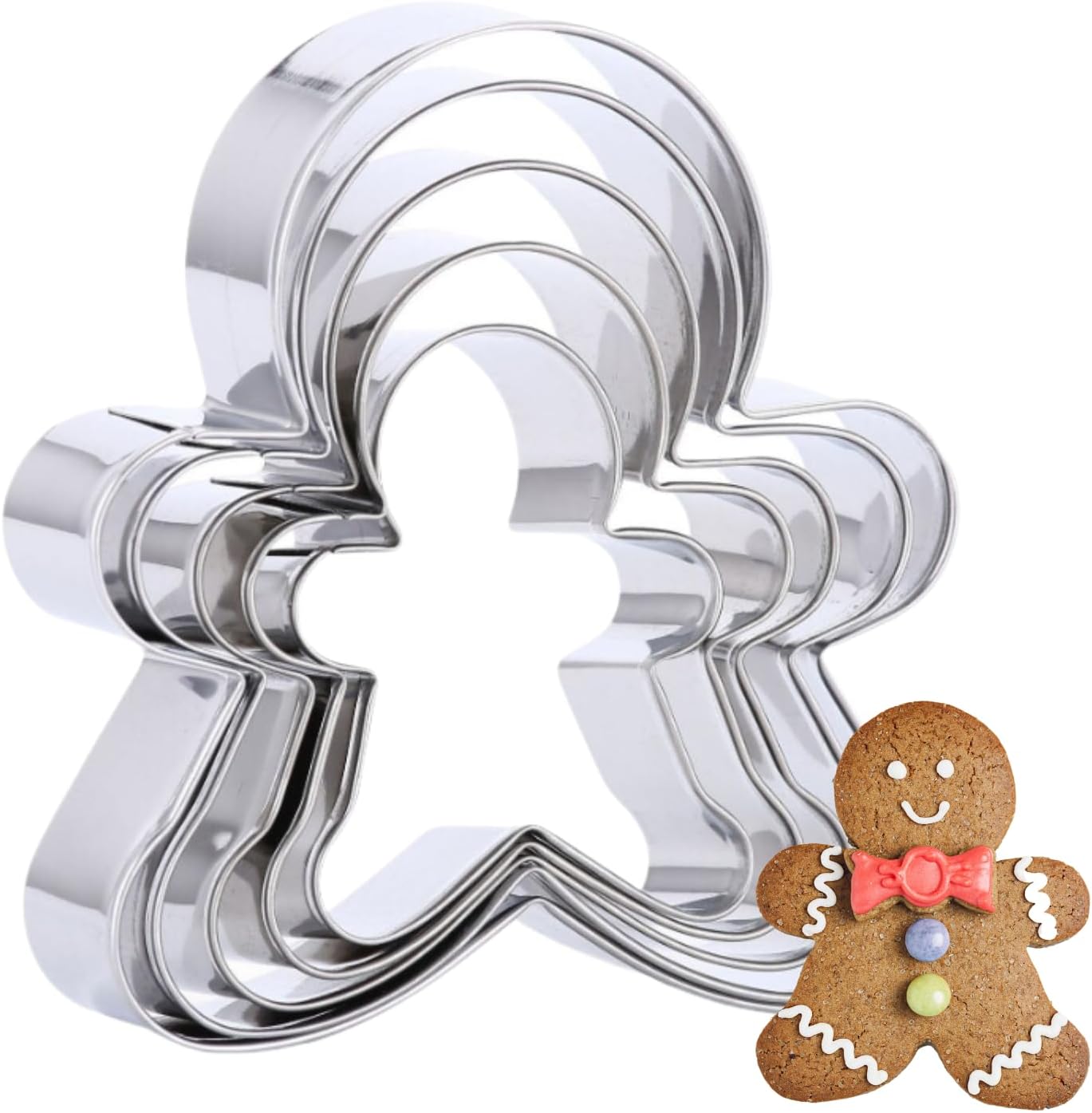 Gingerbread Cookie Cutter Set,5PCS Stainless Steel Gingerbread Man ...
