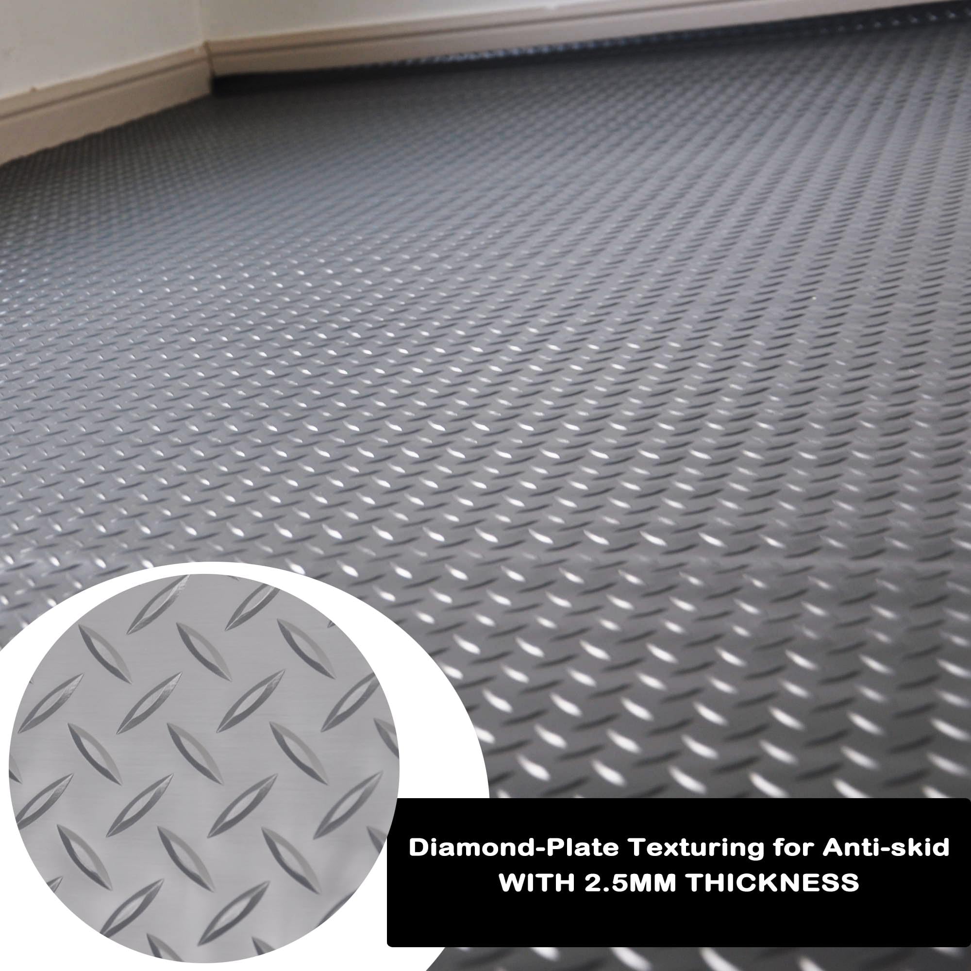 VOELIGT 13x5 Ft Garage Floor Mats 2.5mm Thick PVC Rubber Runner Roll ...