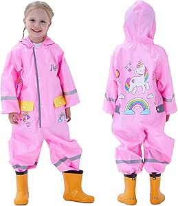 Fewlby Kids Puddle Suit Girls Rain Suit - Muddy Suit All in One Waterproof Overall Toddler ...