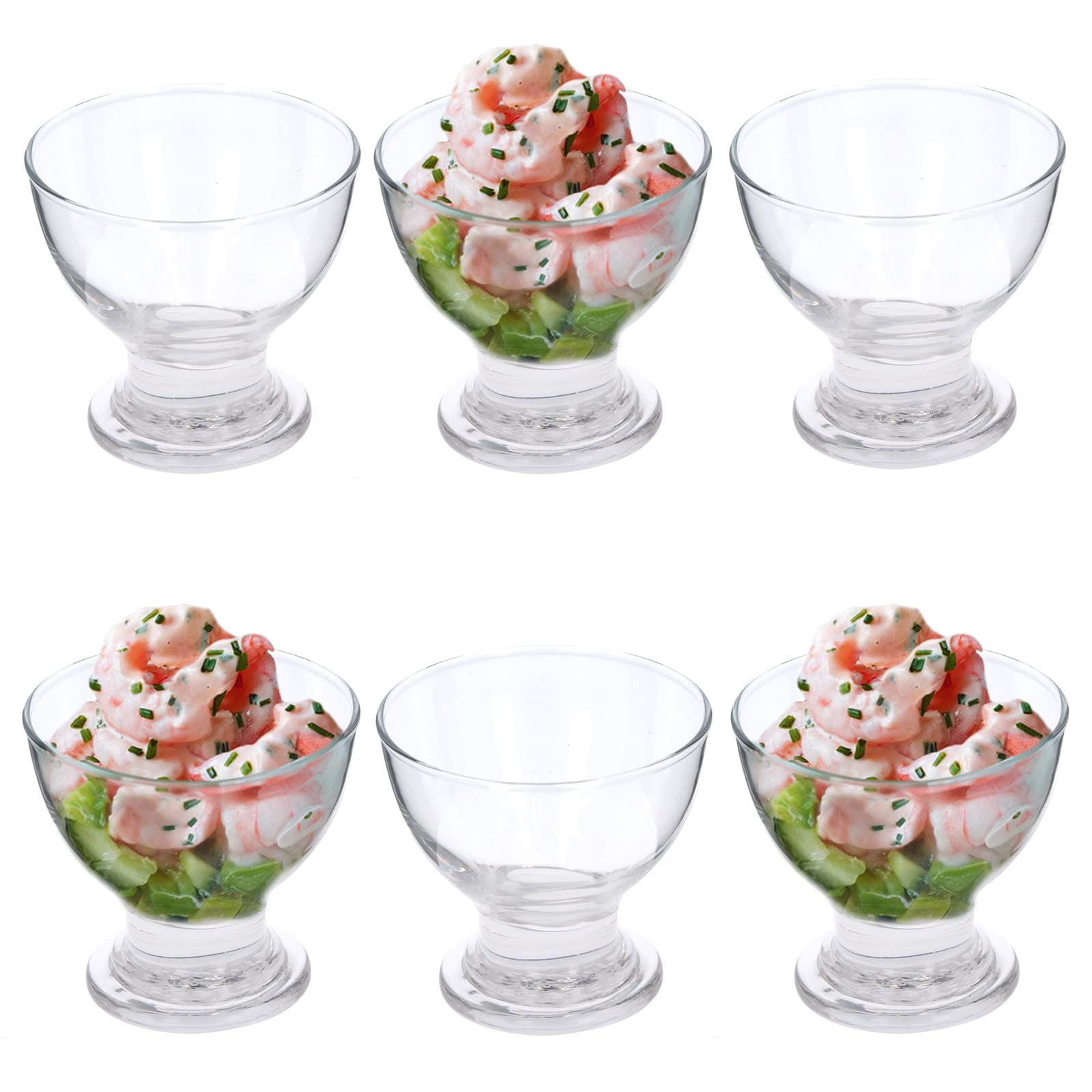 Set of 6 Glass Prawn Cocktail Bowls Dishes Appetizer Starter Prawn ...