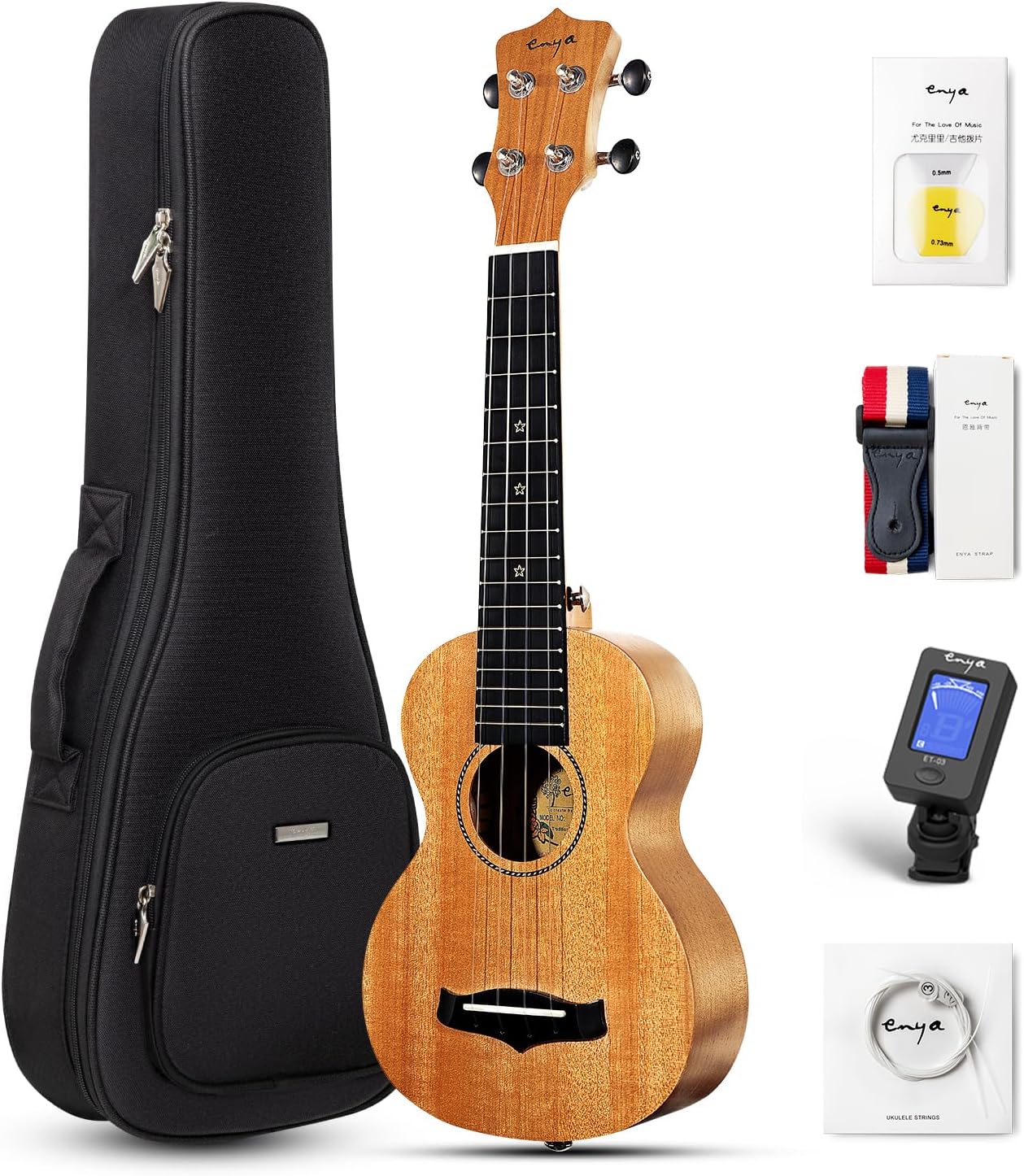 Amazon.com: Soprano Ukulele Enya 21" Solid Mahogany Top Ukelele ...