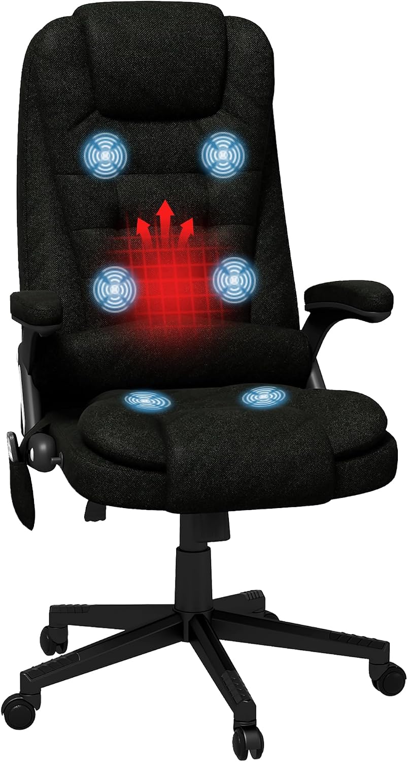 Amazon.com: HOMCOM 6 Point Vibrating Massage Office Chair with Heat ...