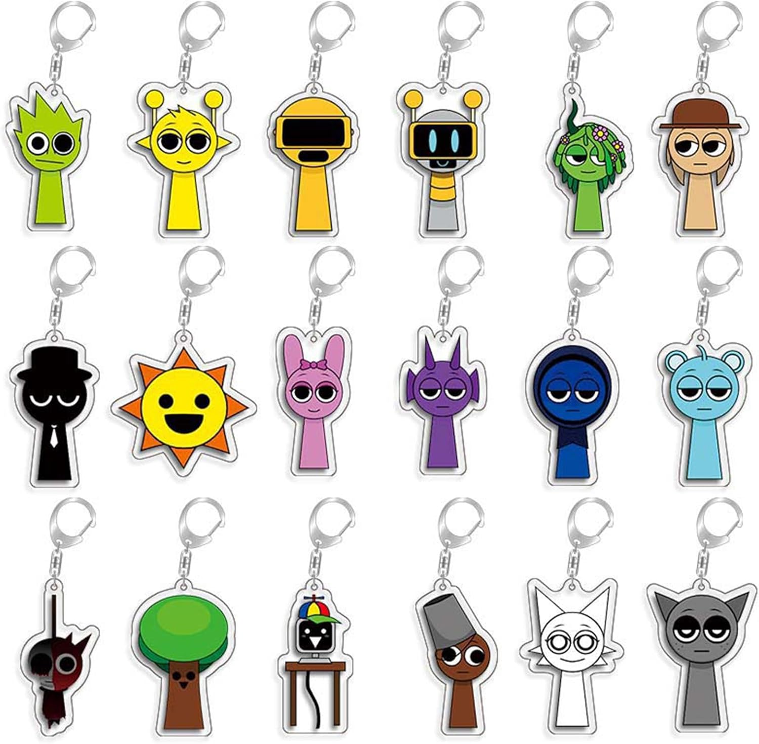 Amazon.com: Sprunki Keychains, Cute Acrylic Figures Keyrings, Sprunki ...