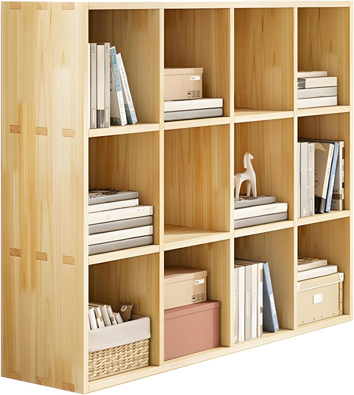 Amazon.com: LITFAD Solid Wood Bookcase with Storage Shelves and Closed ...