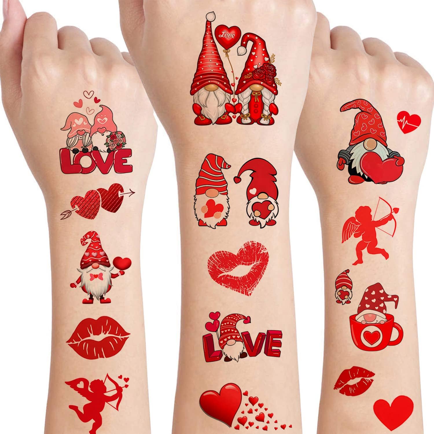 Amazon.com : 12 Sheets Valentine's Heart Temporary Tattoos for Kids ...