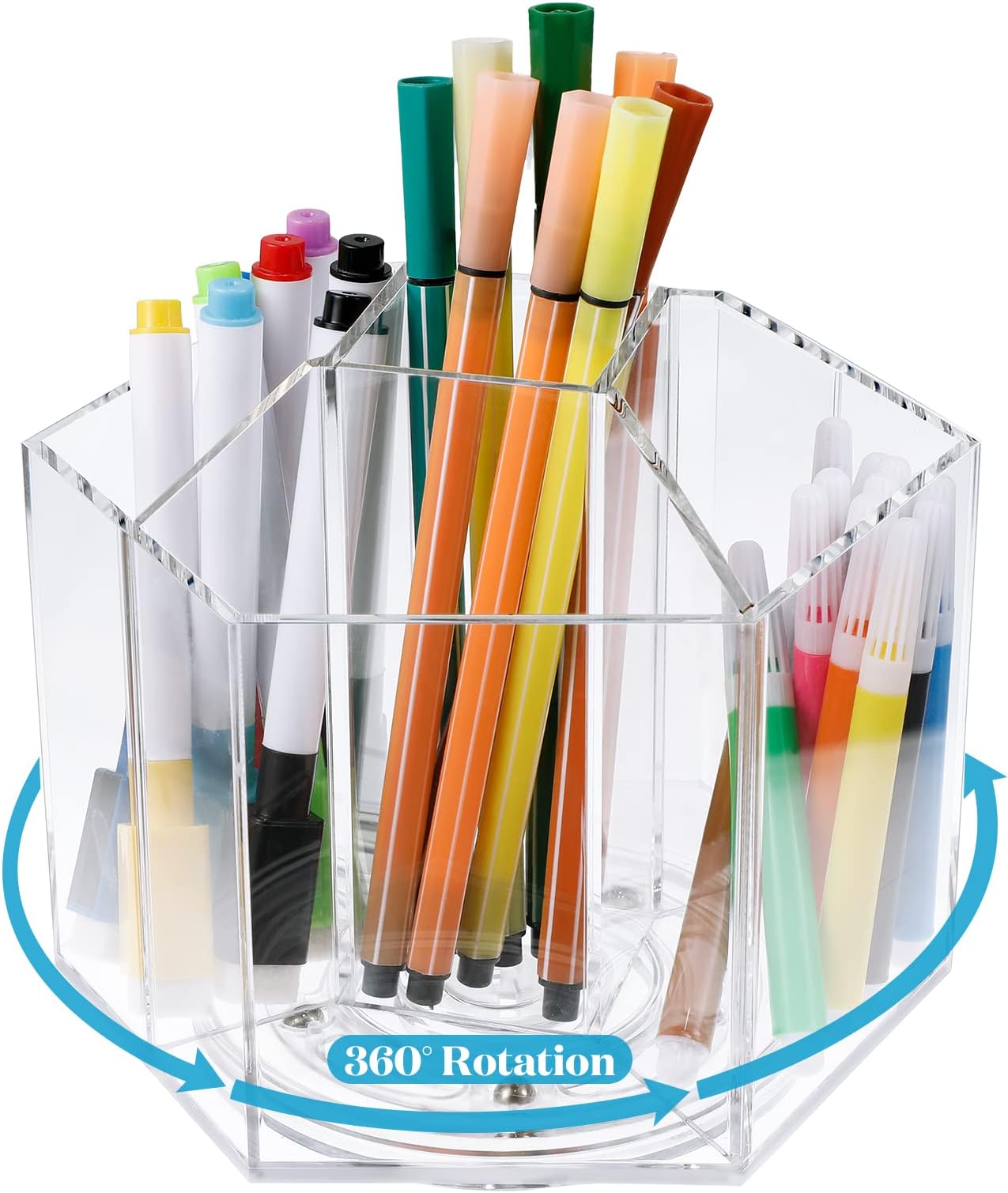 Amazon.com : Acrylic Pen Holder 360 Degree Rotating Art Supply ...