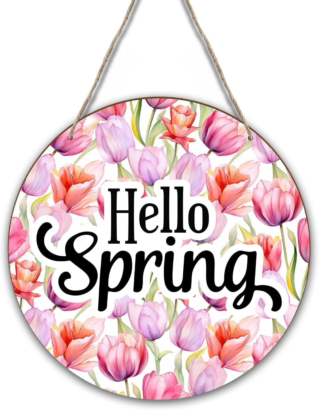Amazon.com: SHIEL-EVEN Spring Door Decor Hello Spring Flower Sign ...