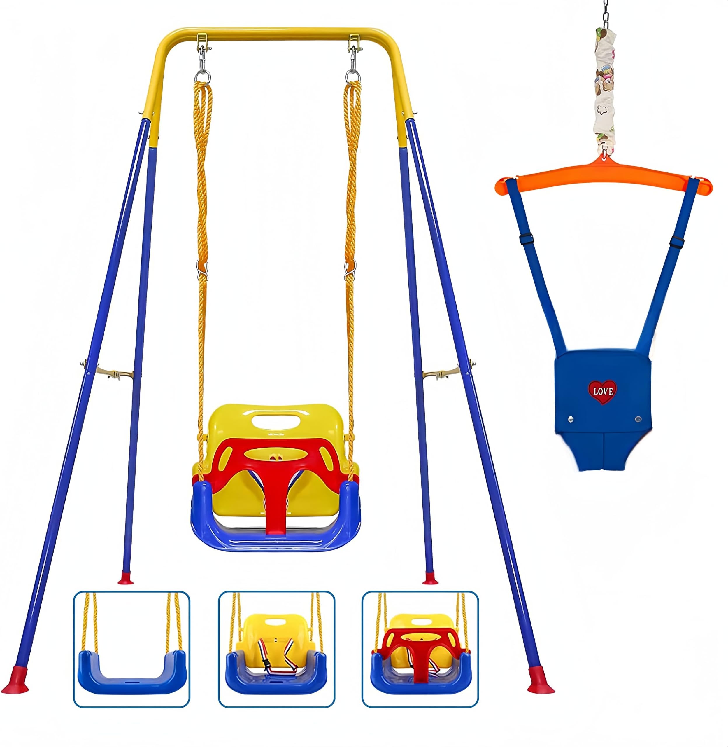 Amazon.com: 3-in-1 Toddler Swing Set with Baby Jumper for Backyard,Baby ...
