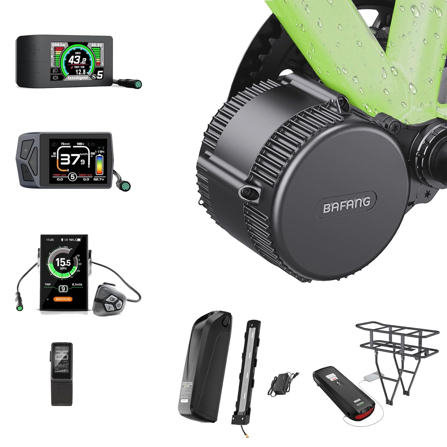 BAFANG 250W 350W 500W 750W 1000W Custom Mid Drive Kit With Battery（Optional）,Mid Motor Ebike ...