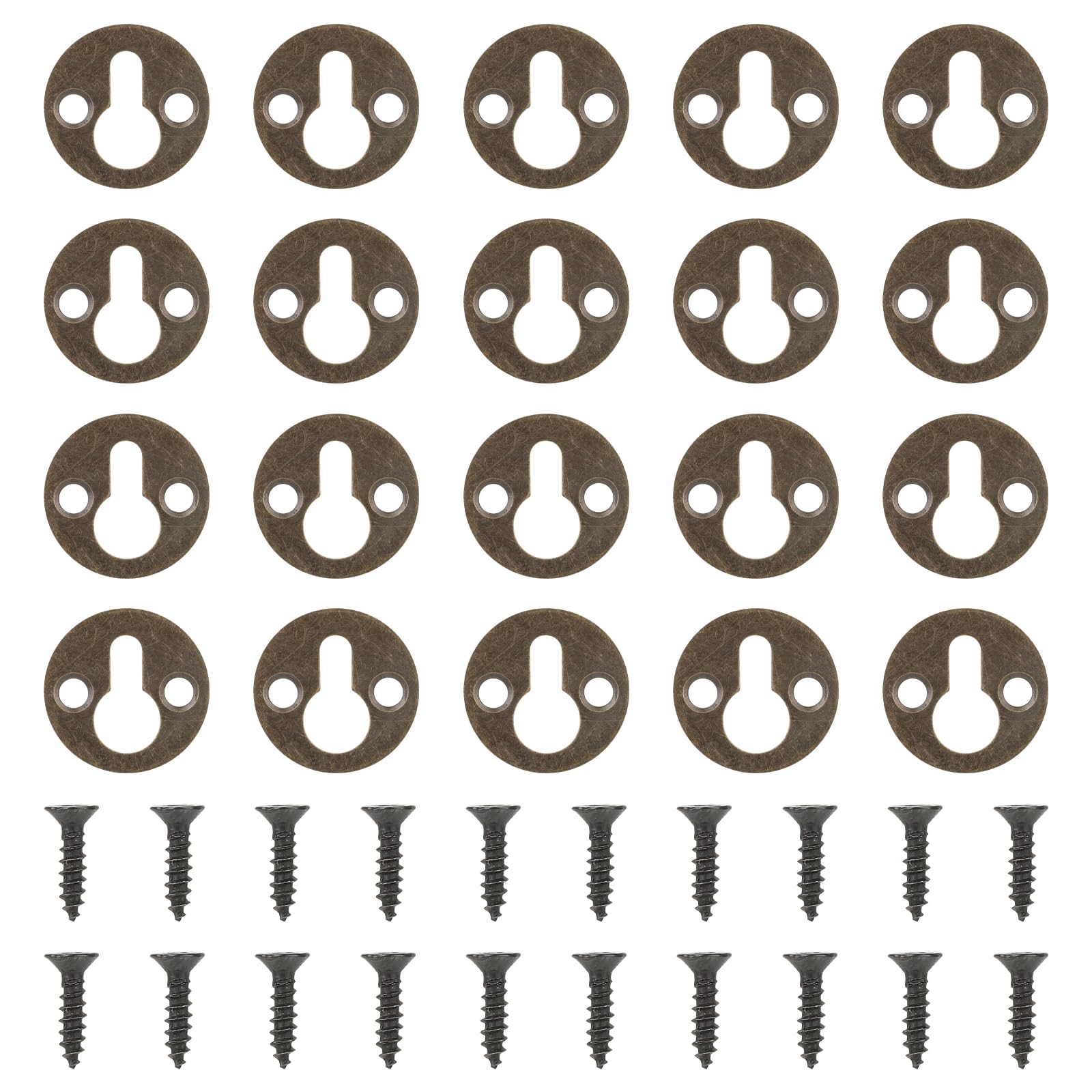 20 Pcs Round Keyhole Hangers 25mm Metal Picture Frame Hanging Plate ...