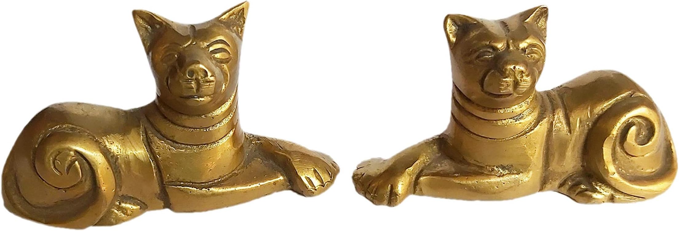Amazon.com: TEAMWILL Brass Cat Figurine Small Cat Statue Animal ...