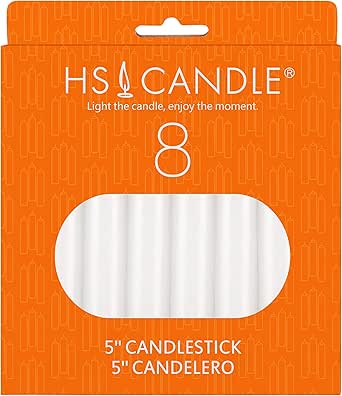 Amazon.com: HS Candle 8 pcs White Unscented 5 Inch Candlestick Taper ...