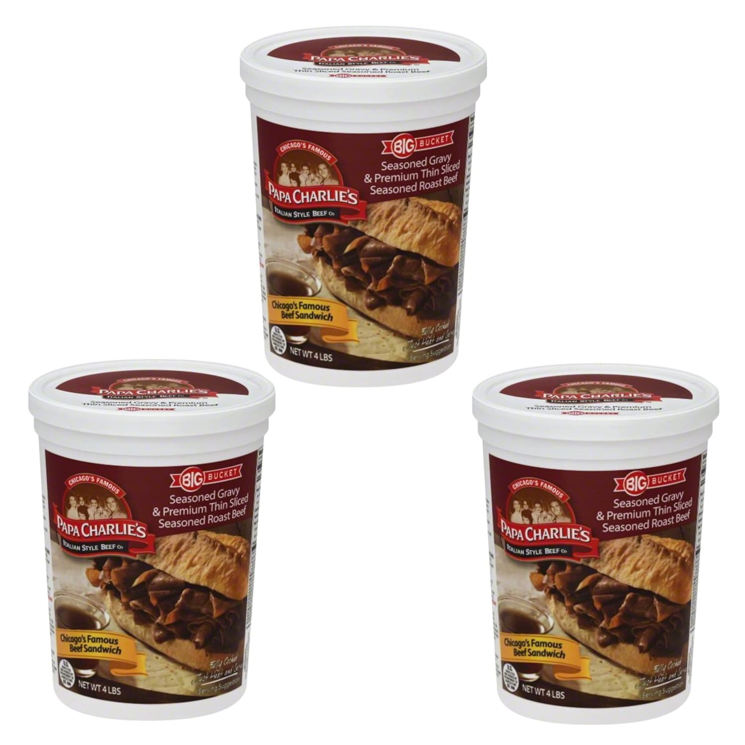 Amazon.com : Papa Charlie’s Sliced Italian Style Seasoned Beef with Au ...