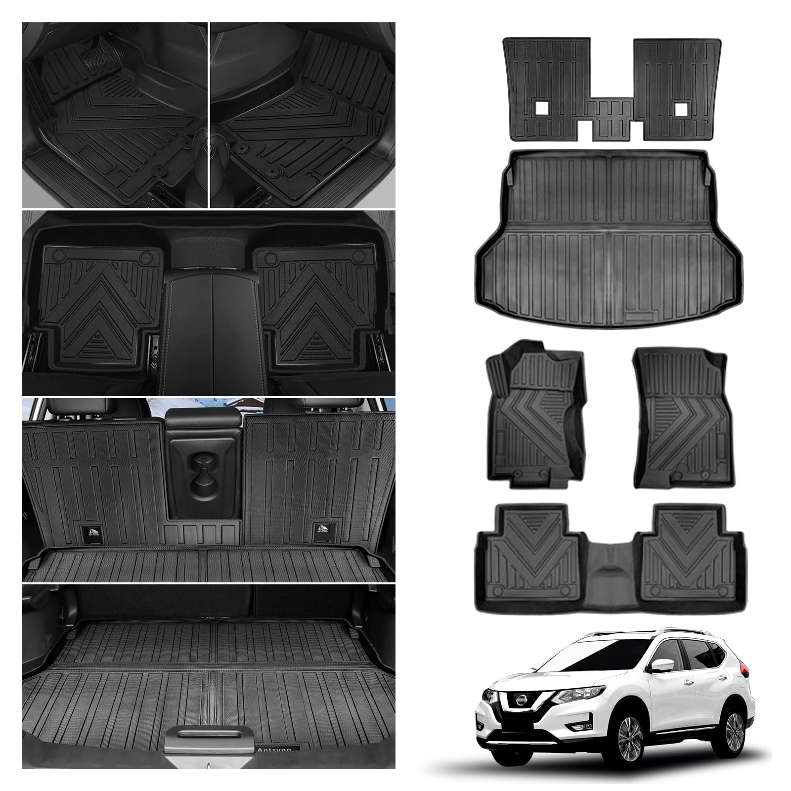 Amazon.com: Antsvnn Fit for 2020-2014 Nissan Rogue Floor Mat Backrest ...
