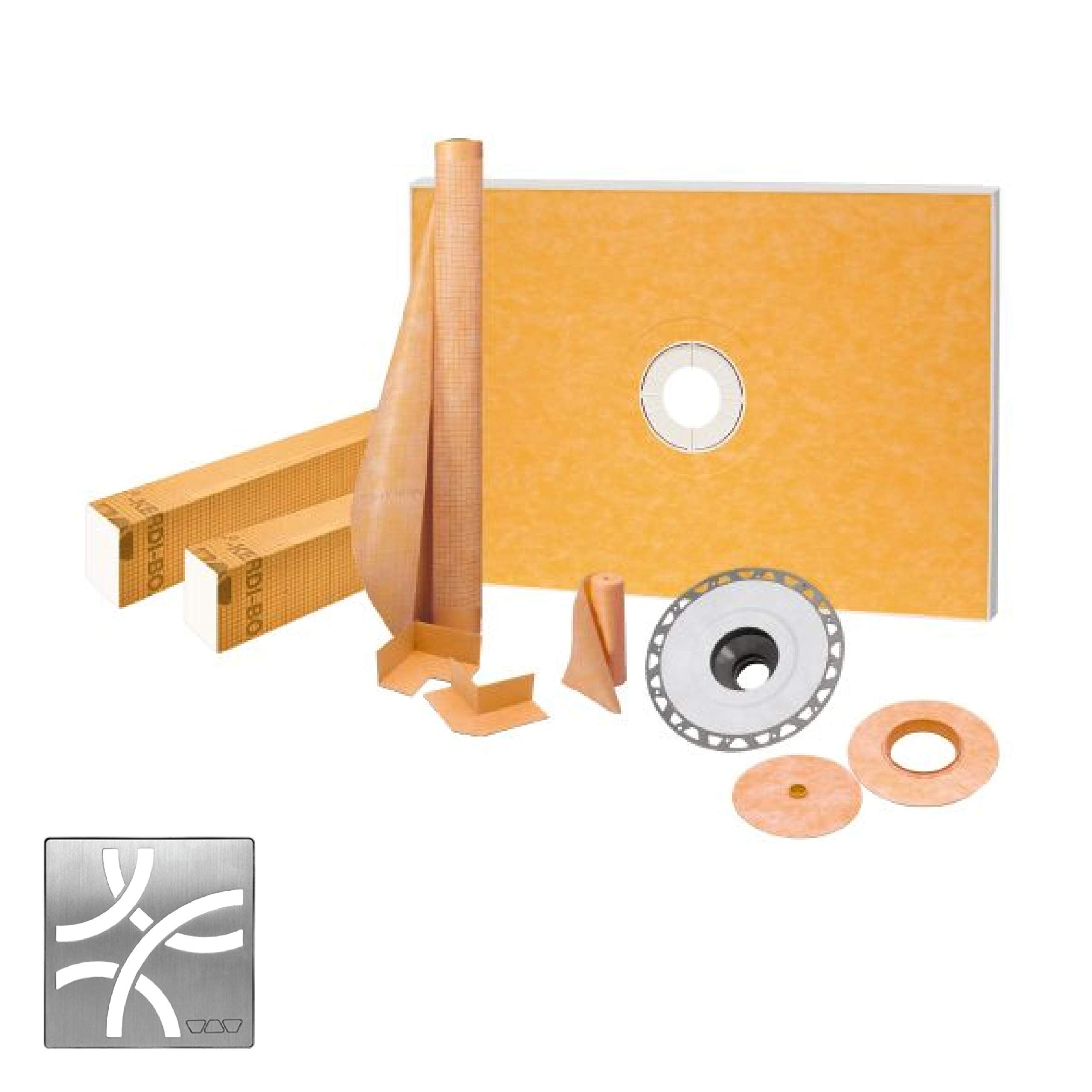 Schluter Kerdi 38-Inch X 60-Inch Center Shower Kit with Curve-style ...