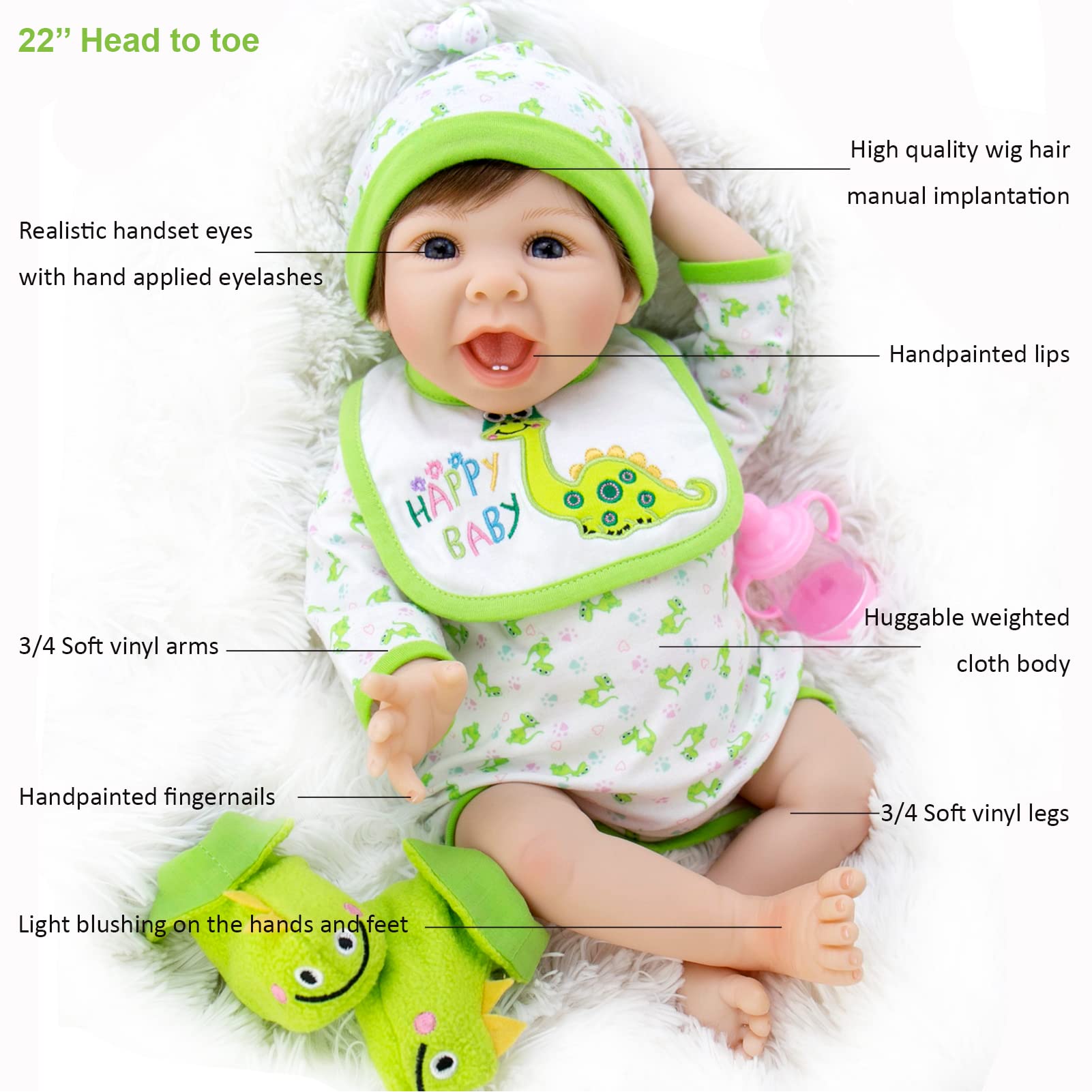 Buy Aori Reborn Baby Doll 22 Inch Realistic Laughing Boy Dolls Look and ...