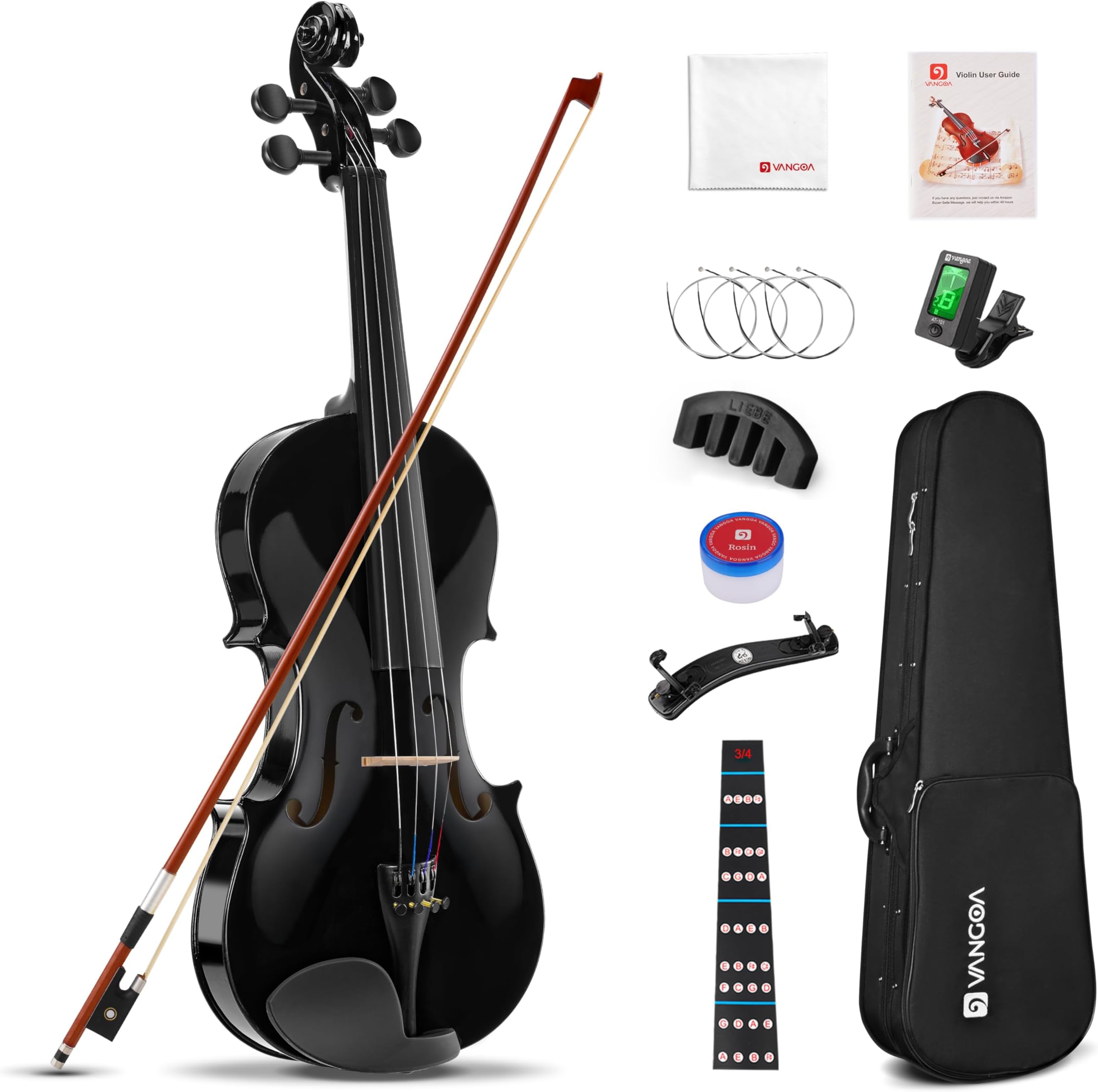 Amazon.com: Vangoa 4/4 Acoustic Violin,Full Size Acoustic Violin Fiddle ...