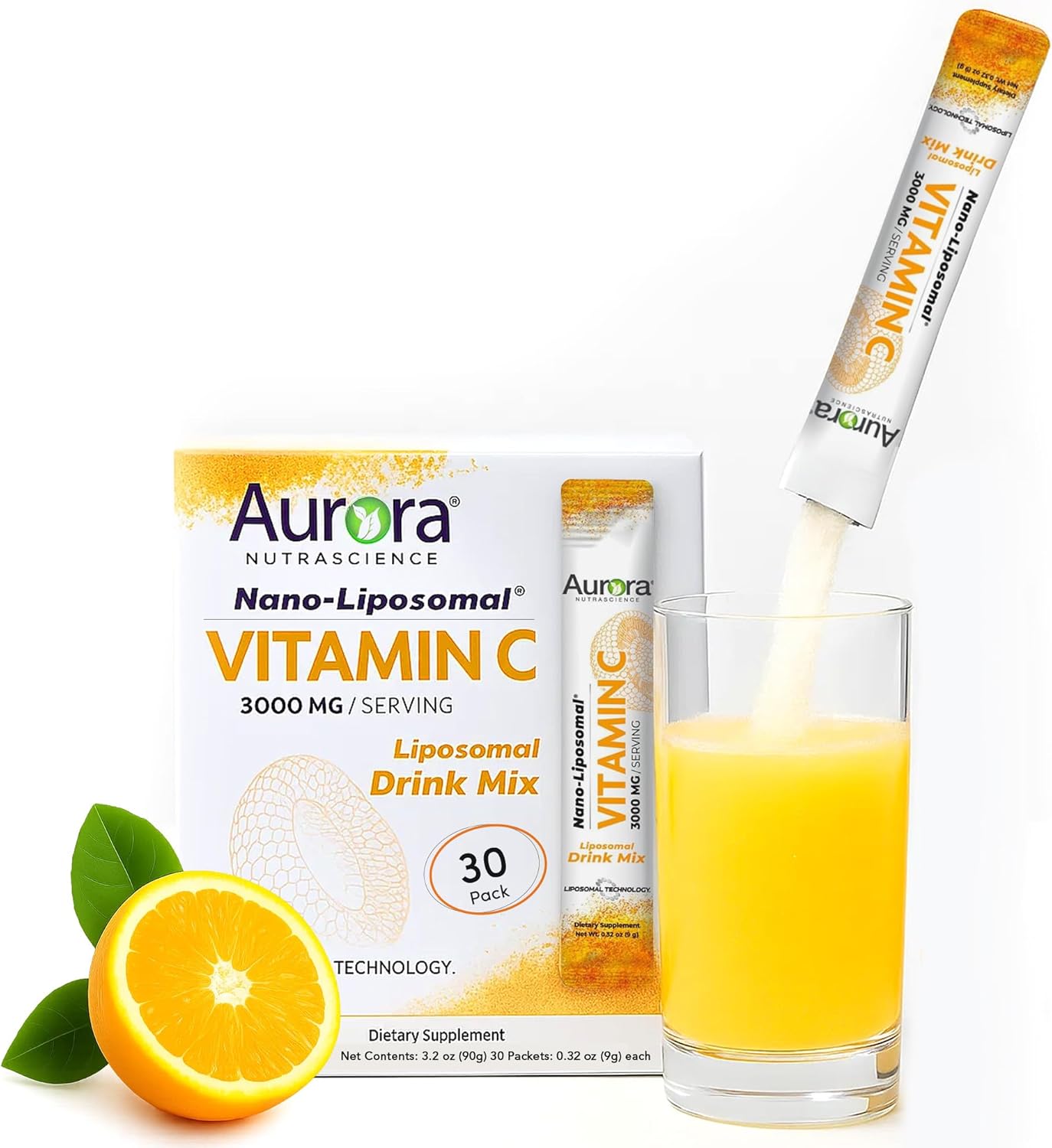 Amazon.com: Vida Lifescience Aurora Nutrascience Nano-Pack Liposomal Vitamin C Powder Drink Mix ...