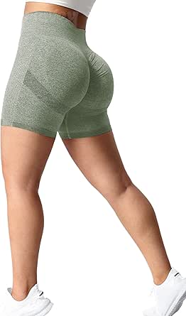 VOYJOY High Waist Seamless Shorts Scrunch Butt Yoga Shorts Contour Gym Shorts Khaki S at Amazon ...