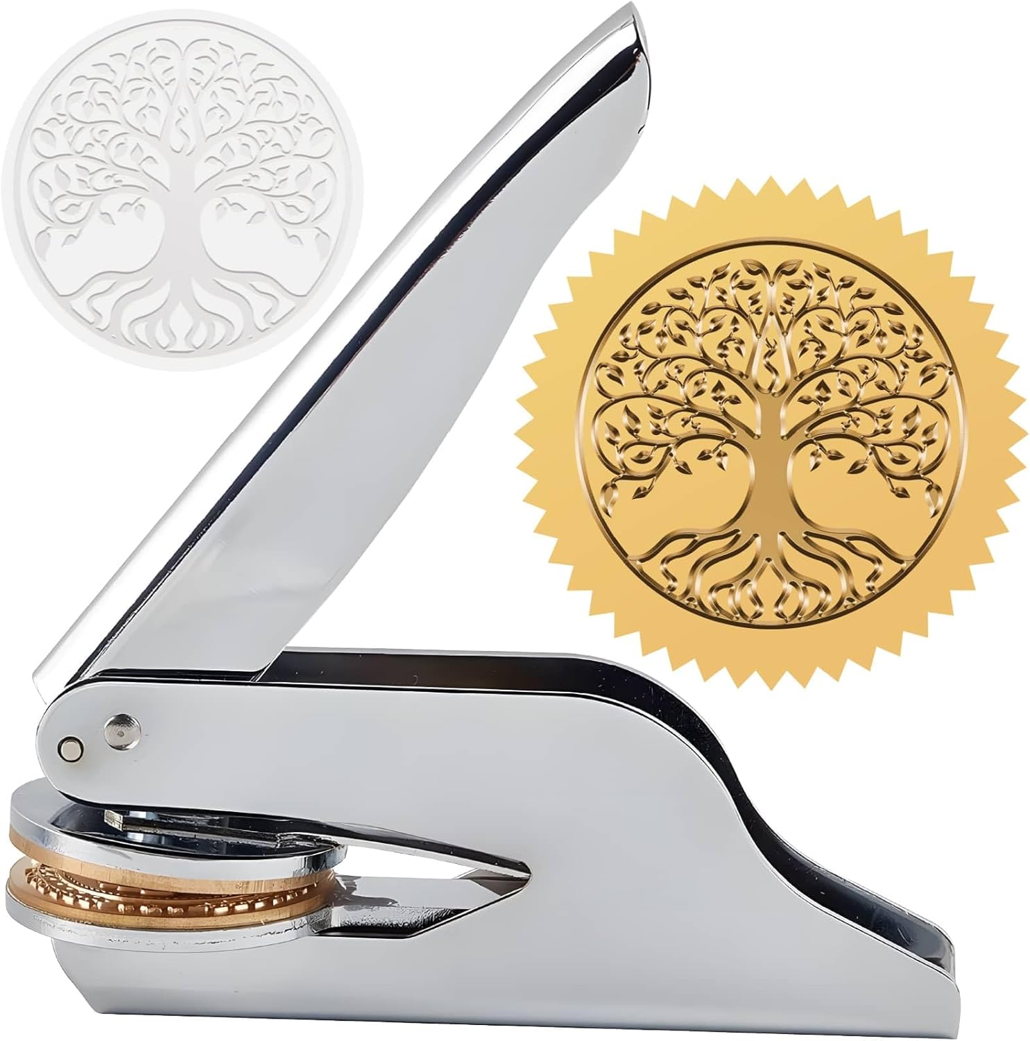 Amazon.com: CRASPIRE Book Embosser Seal Stamp Tree of Life Stainless ...