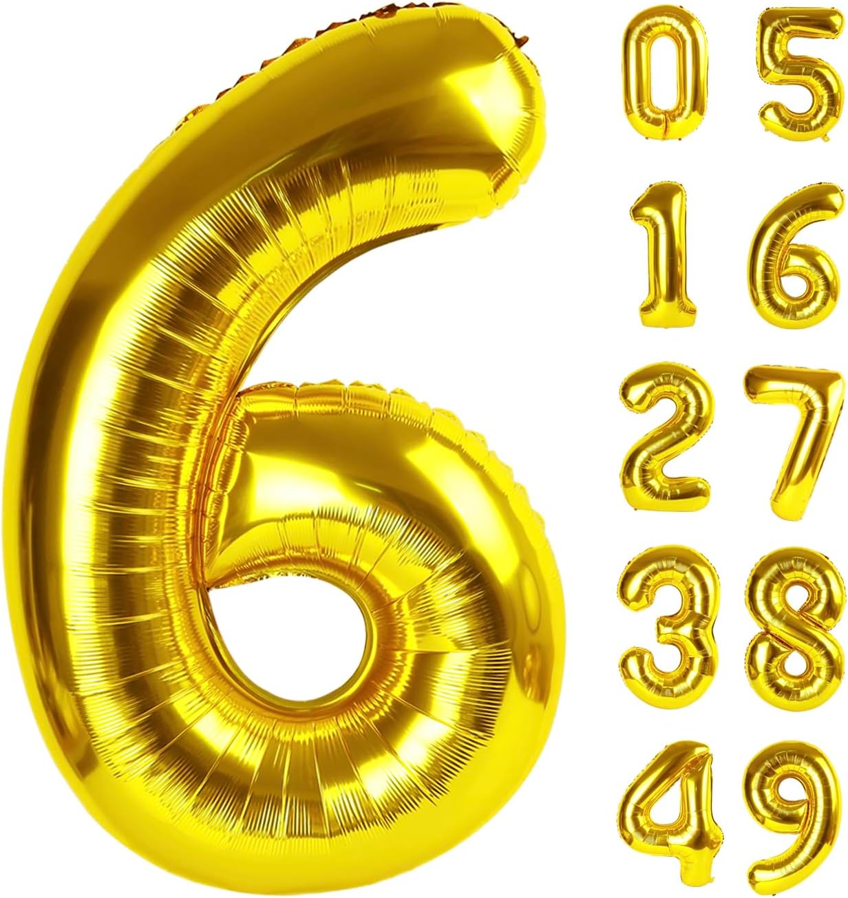 Amazon.com: 40 Inch Gold Mylar Foil Number 6 Birthday Balloon, Digital ...