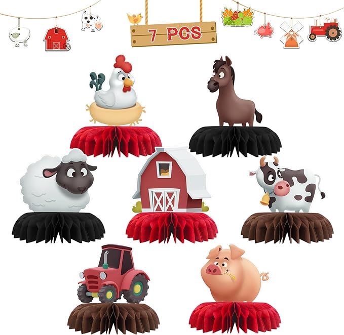 Amazon.com: INNORU Farm Animals Table Honeycomb Centerpieces, Farm Baby ...