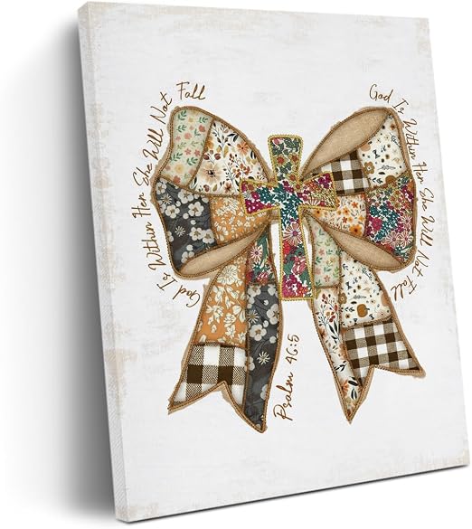 Amazon.com: Cute Coquette Bow Christian Faith Canvas Wall Art Wall ...