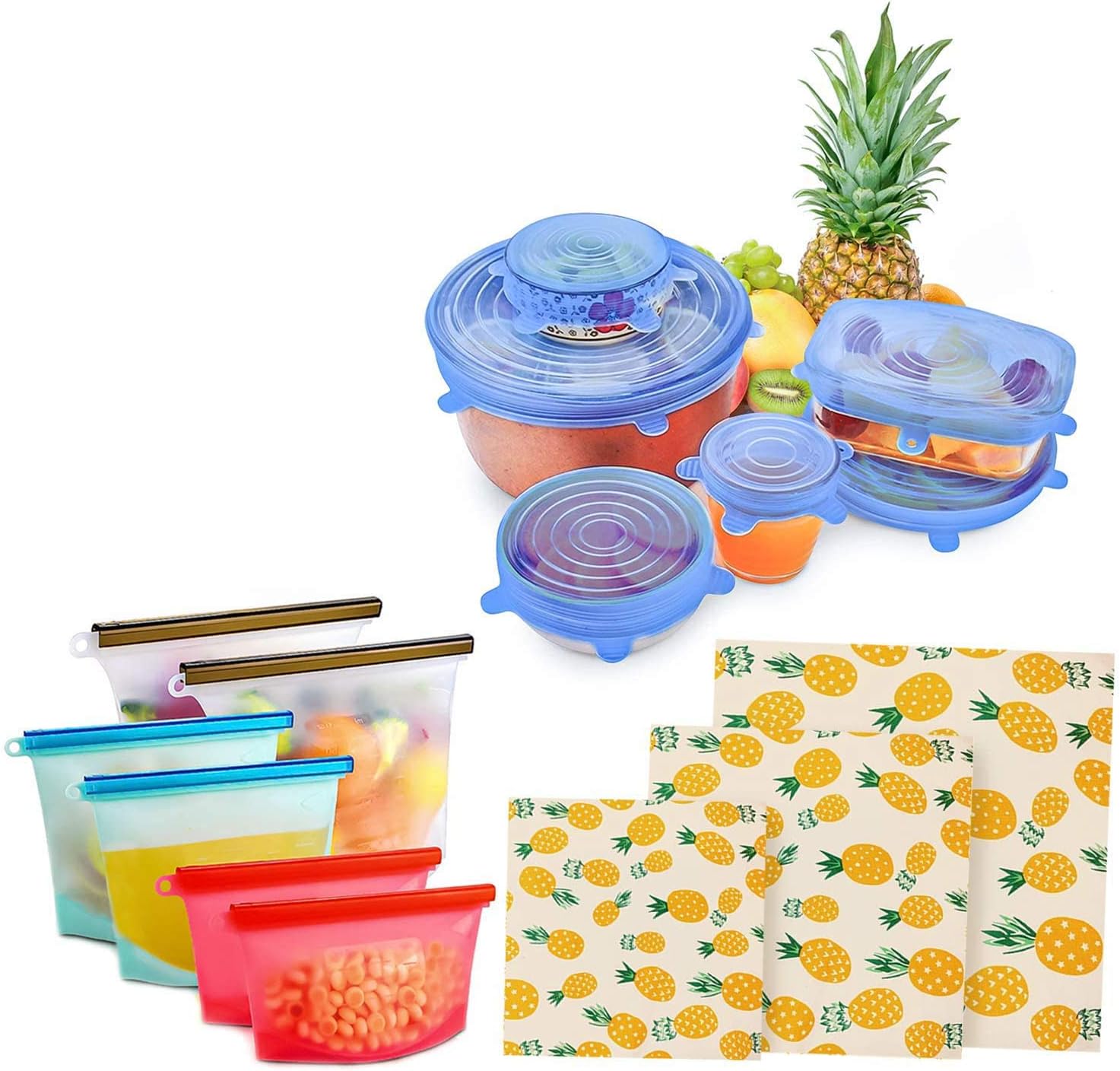 Amazon.com: Beeswax Food Wrap Set (15 Pack)- Reusable Silicone Ziploc ...