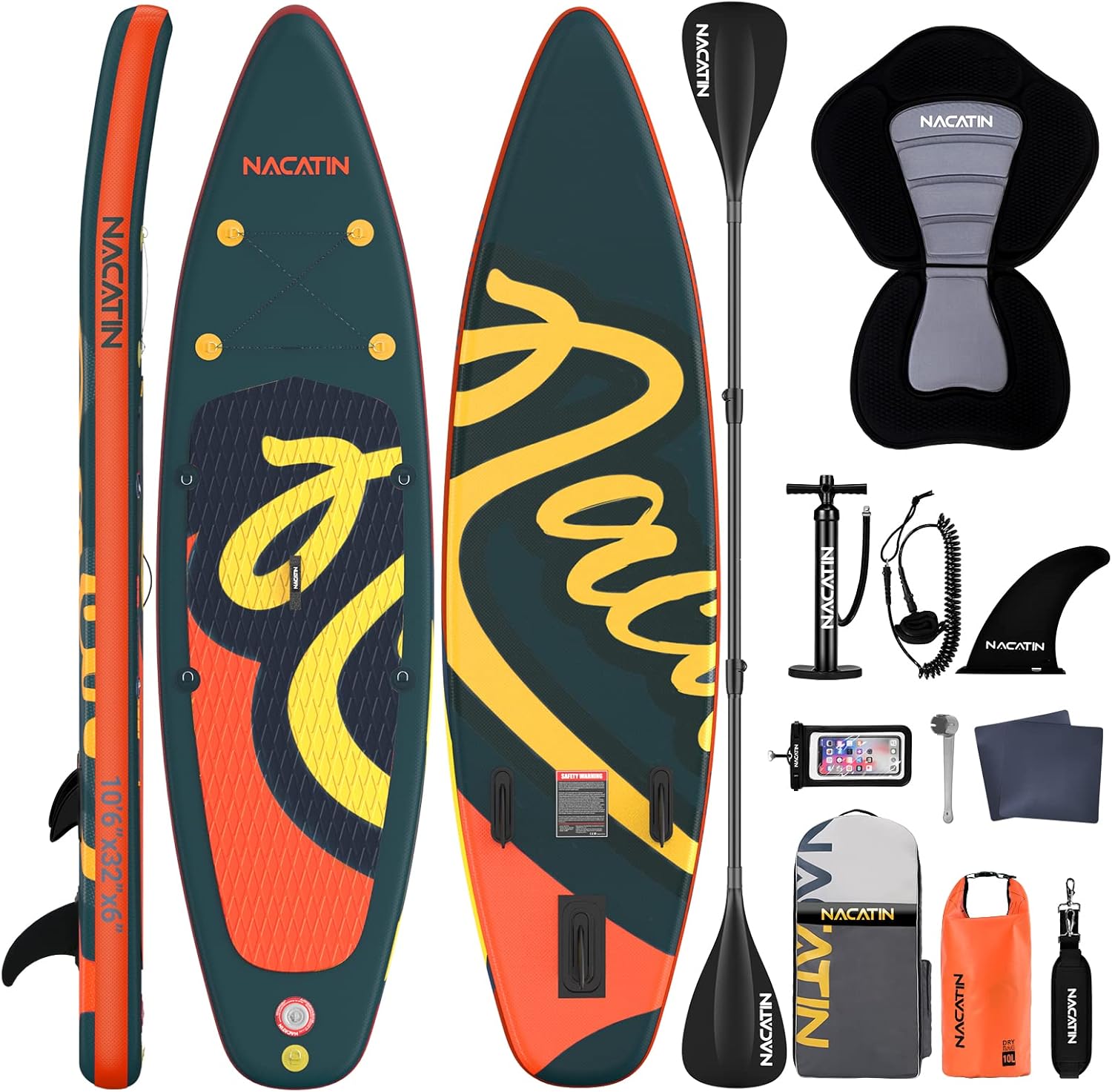 NACATIN Inflatable Stand Up Paddle Board with Kayak Seat,10'6 ...