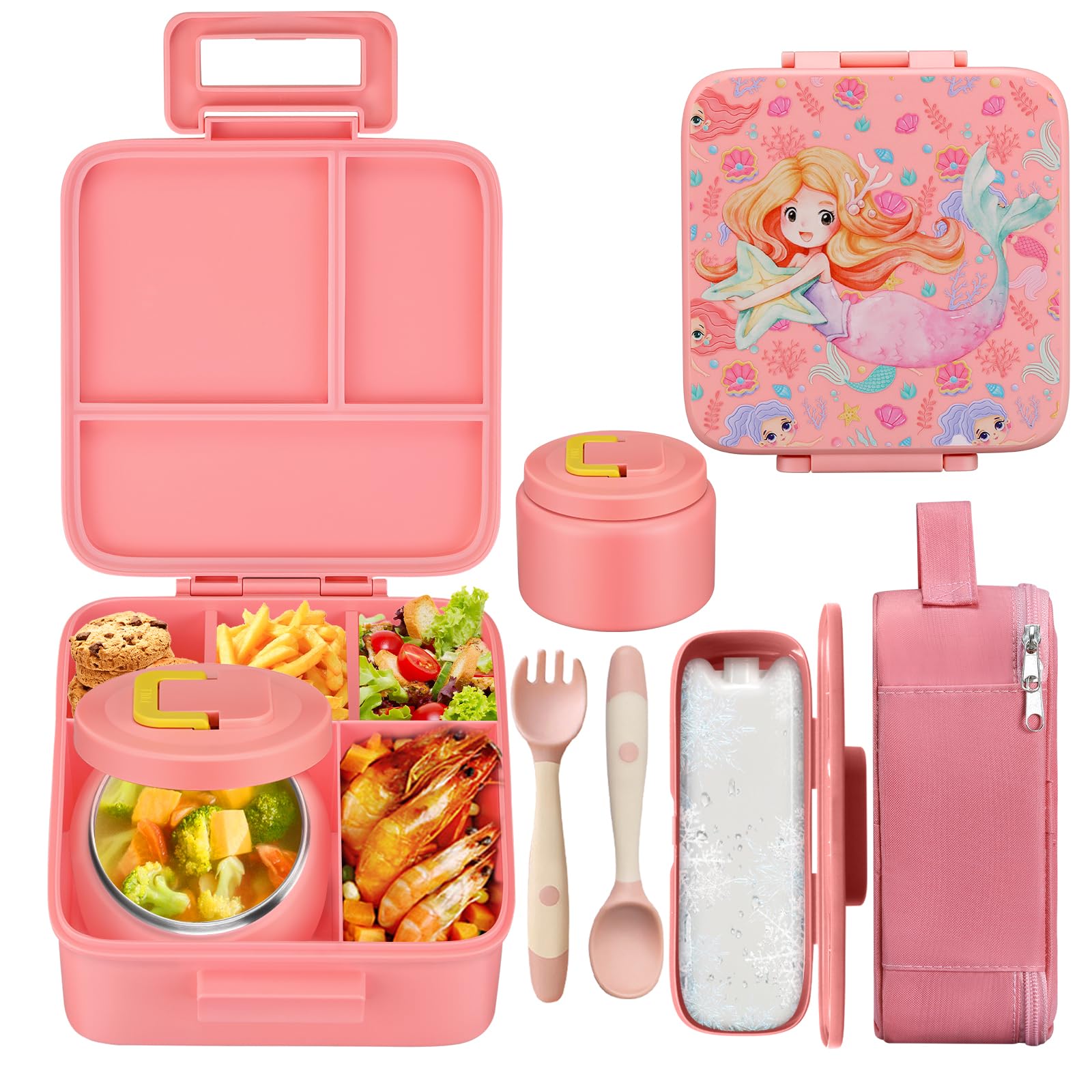 Amazon.com: MAISON HUIS Kids Bento Lunch Box Set With 8oz Soup Thermo ...