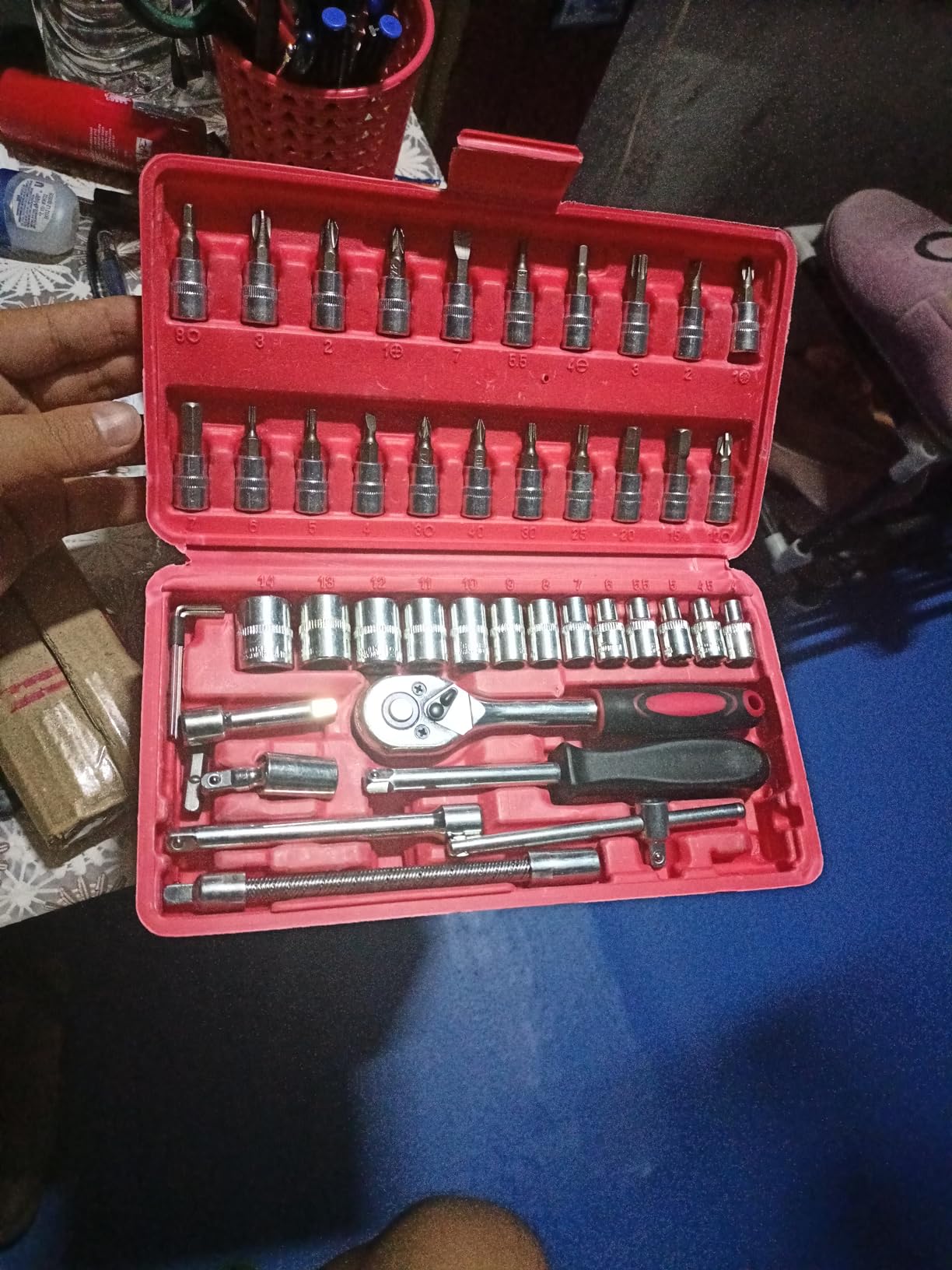 AZCONA IMPEX 46 in 1 Pcs Combination Wrench Set/Socket Car & Bike Repairing Hand Tool Long ...