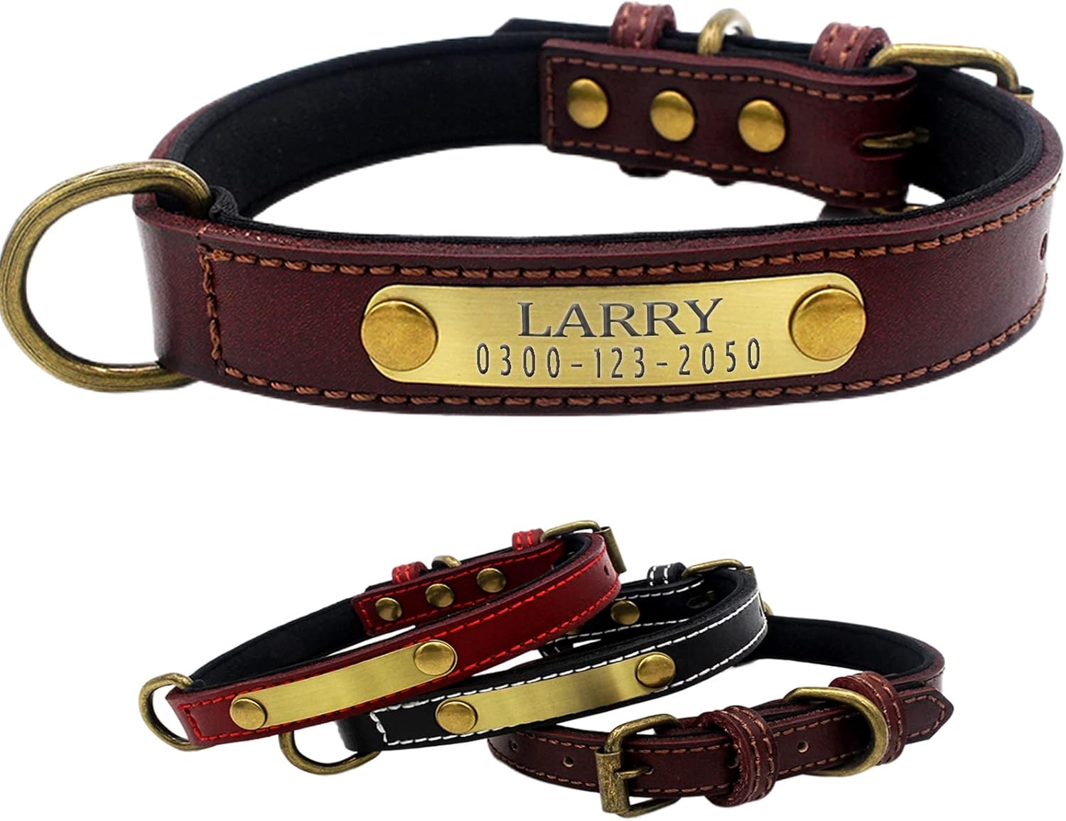 Yonsbox Collar Cuero Suave Acolchado para Perro Personalizado con ...