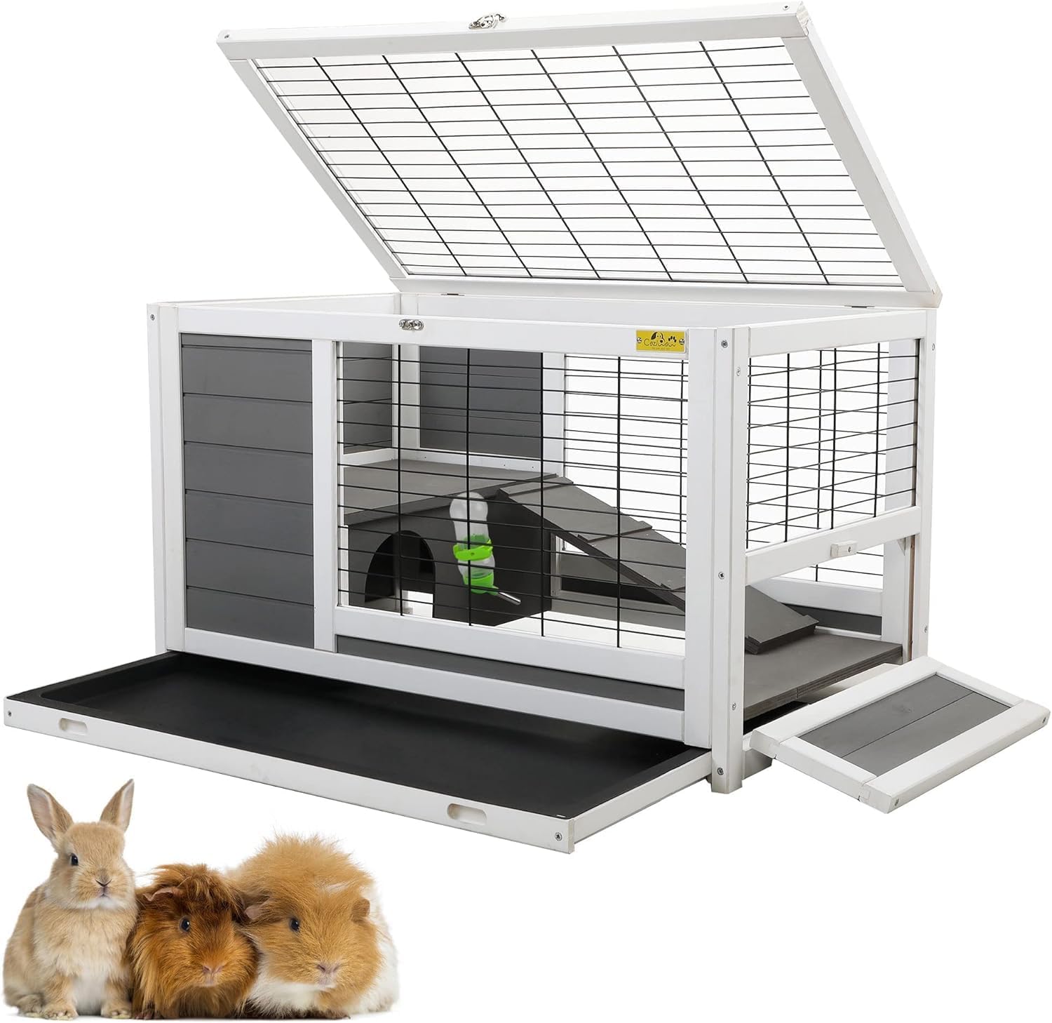Amazon.com : MoNiBloom Indoor Rabbit Hutch with 2 Deeper No Leak Trays ...