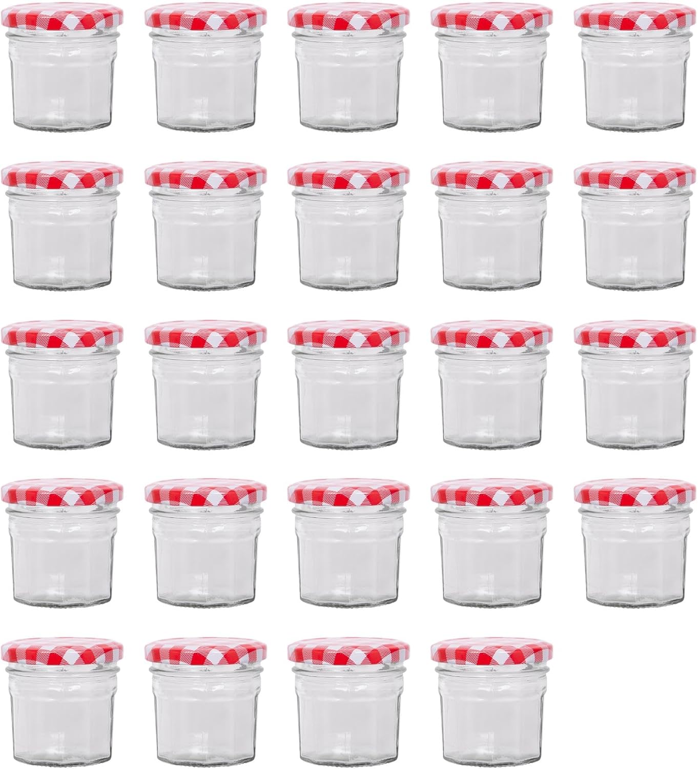Argon Tableware Glass Jam Jars with Airtight Red Gingham Lids - 90ml ...