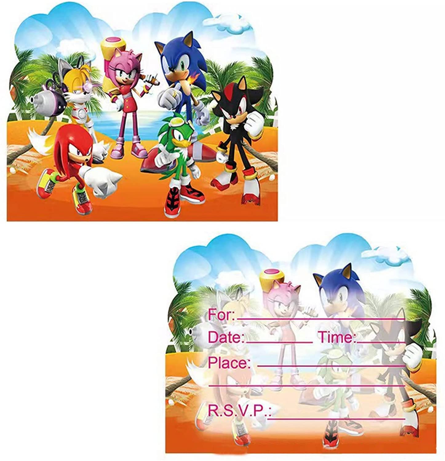 Buy Sonic Birthday Invitation Cards 20Packs Sonic Invitation Cards For 